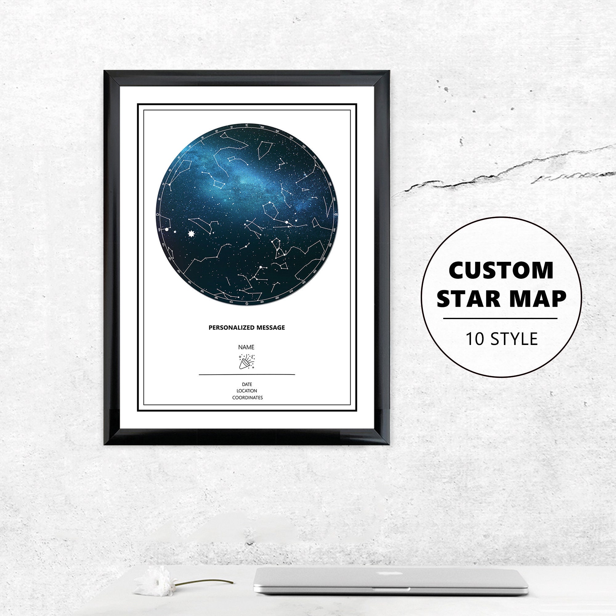 Carte des étoiles personnalisée Impression de carte de ciel - Etsy France