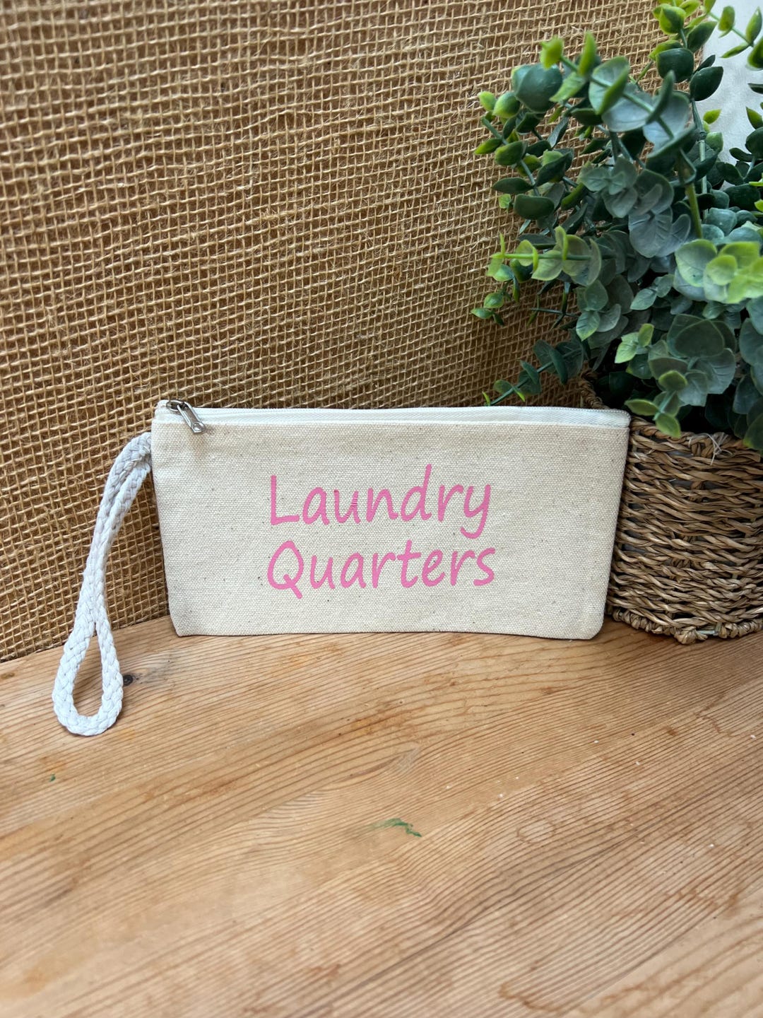 Canvas Laundry Quarters Pouch – Pink Lettering, College Student Gift - Etsy