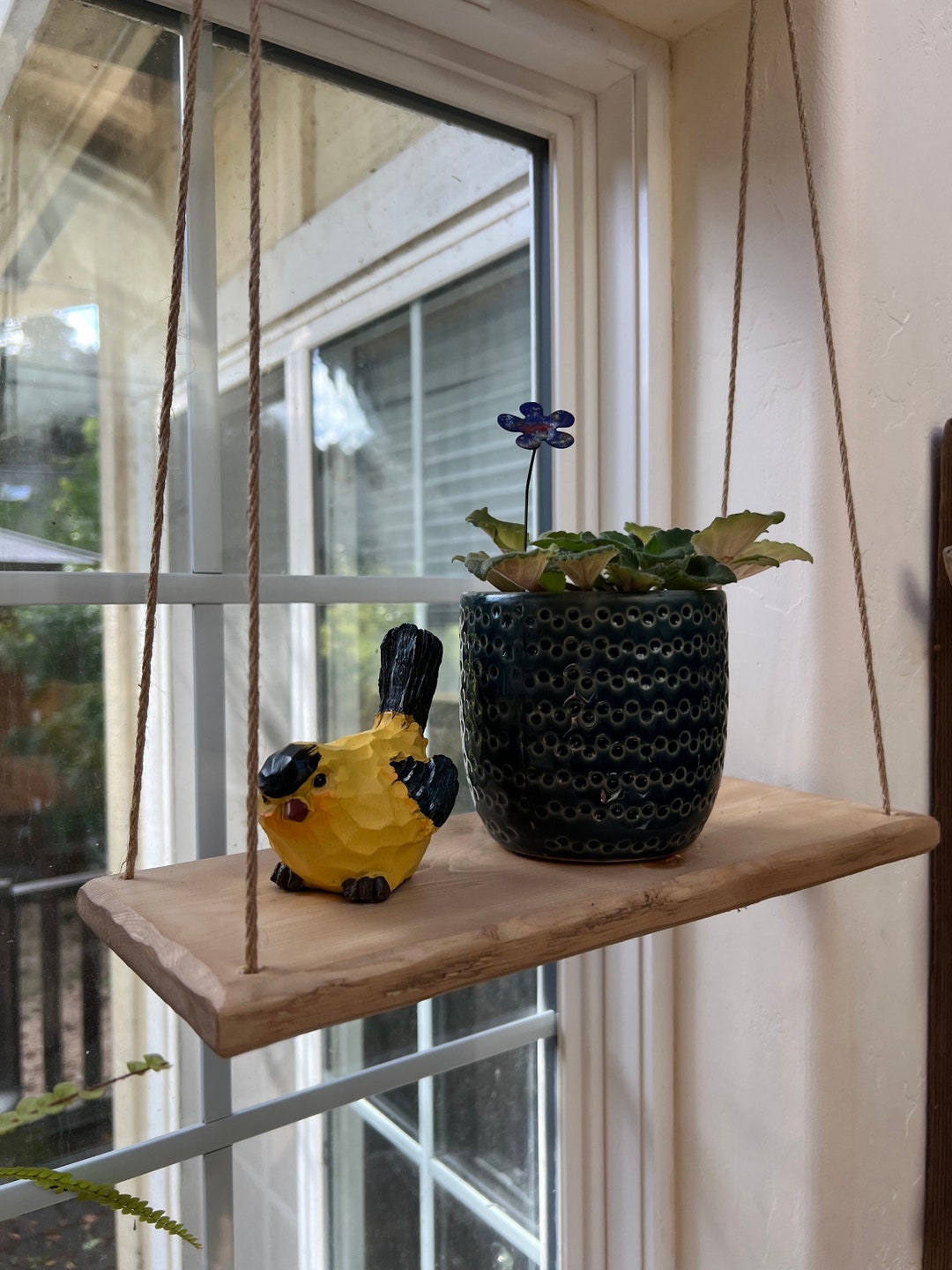 Floating Window Shelf for Air Plants Succulents Handmade Boho Style ...