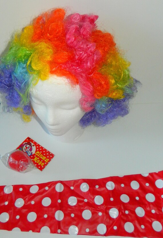 Vintage Adult Clown Items Clown Hair Clown Nose Long Red - Etsy