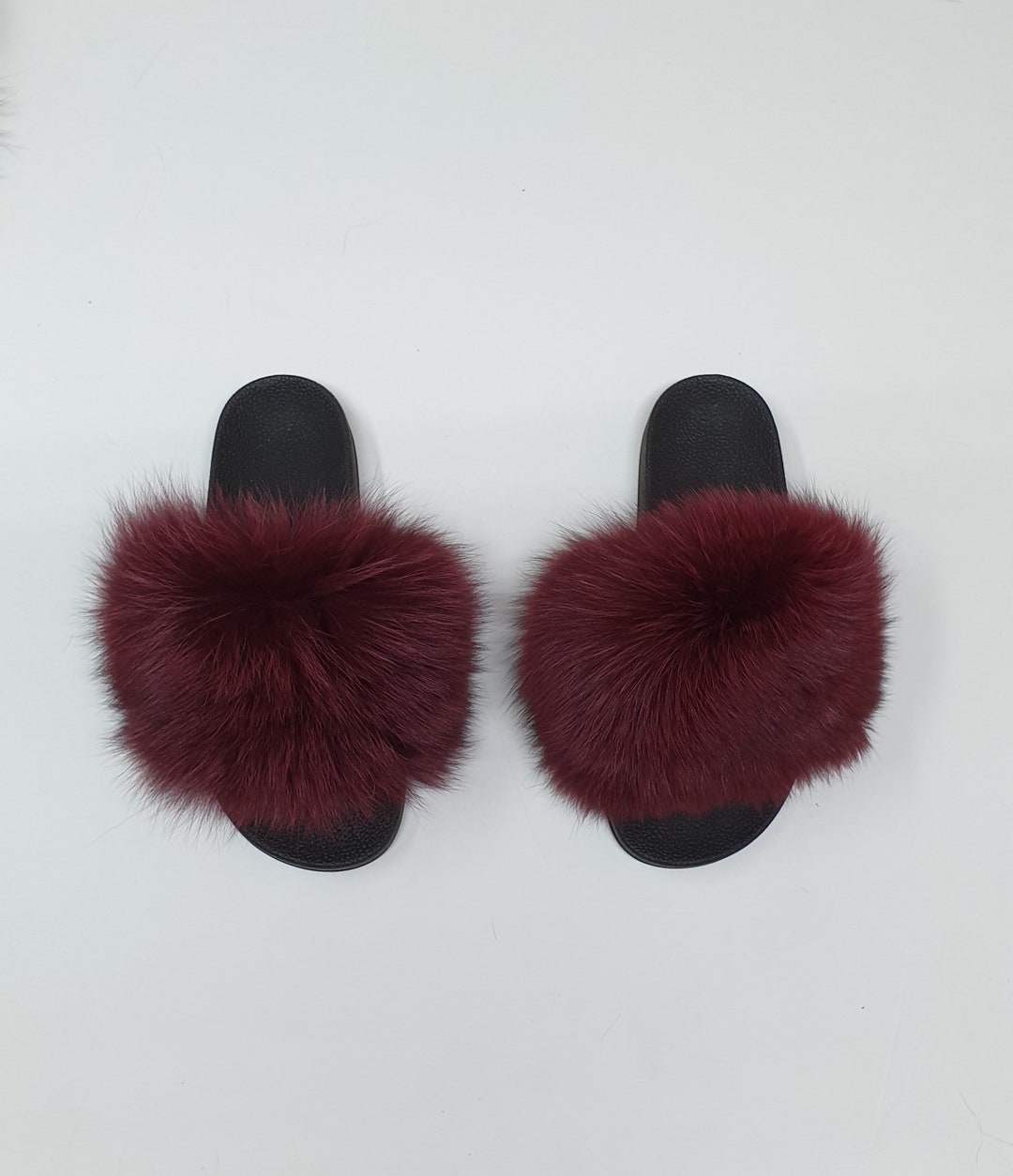 Fur Slides,fur Slippers, Fluffy Fur Shoes,fur Slippers,raccoon Fur ...