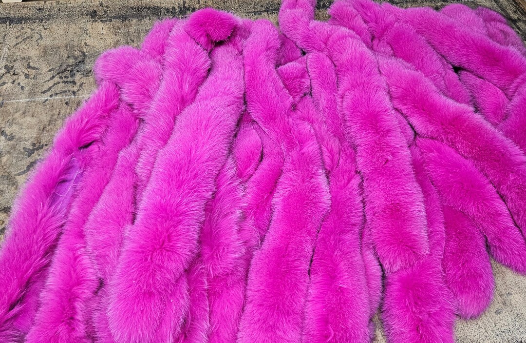Fuchsia Fox Fur Strips: Real Fur Trims, 39.37 Inches - Etsy