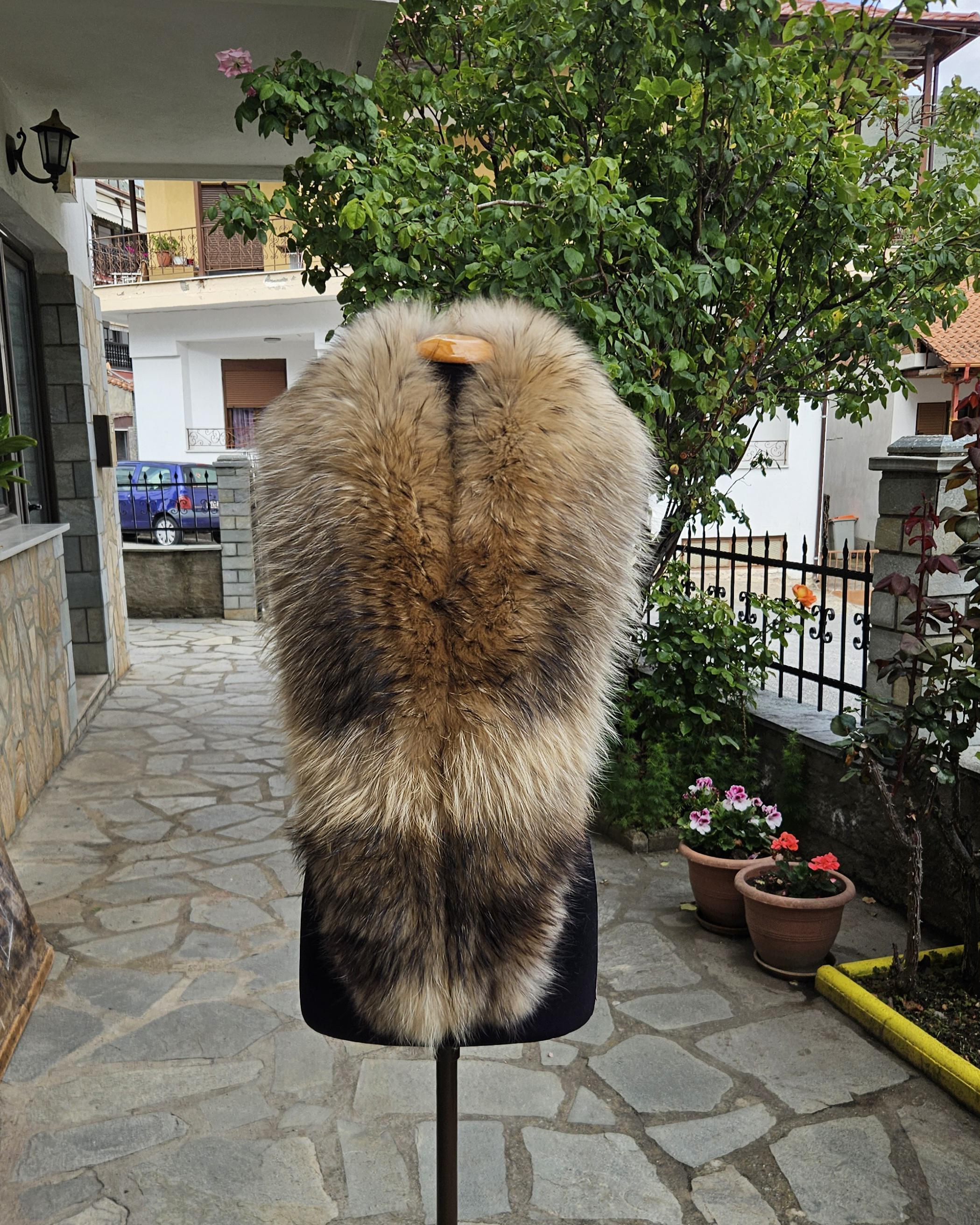 Fur Collar, Long Fin Raccoon Fur Scarf, Fur Collar - Etsy