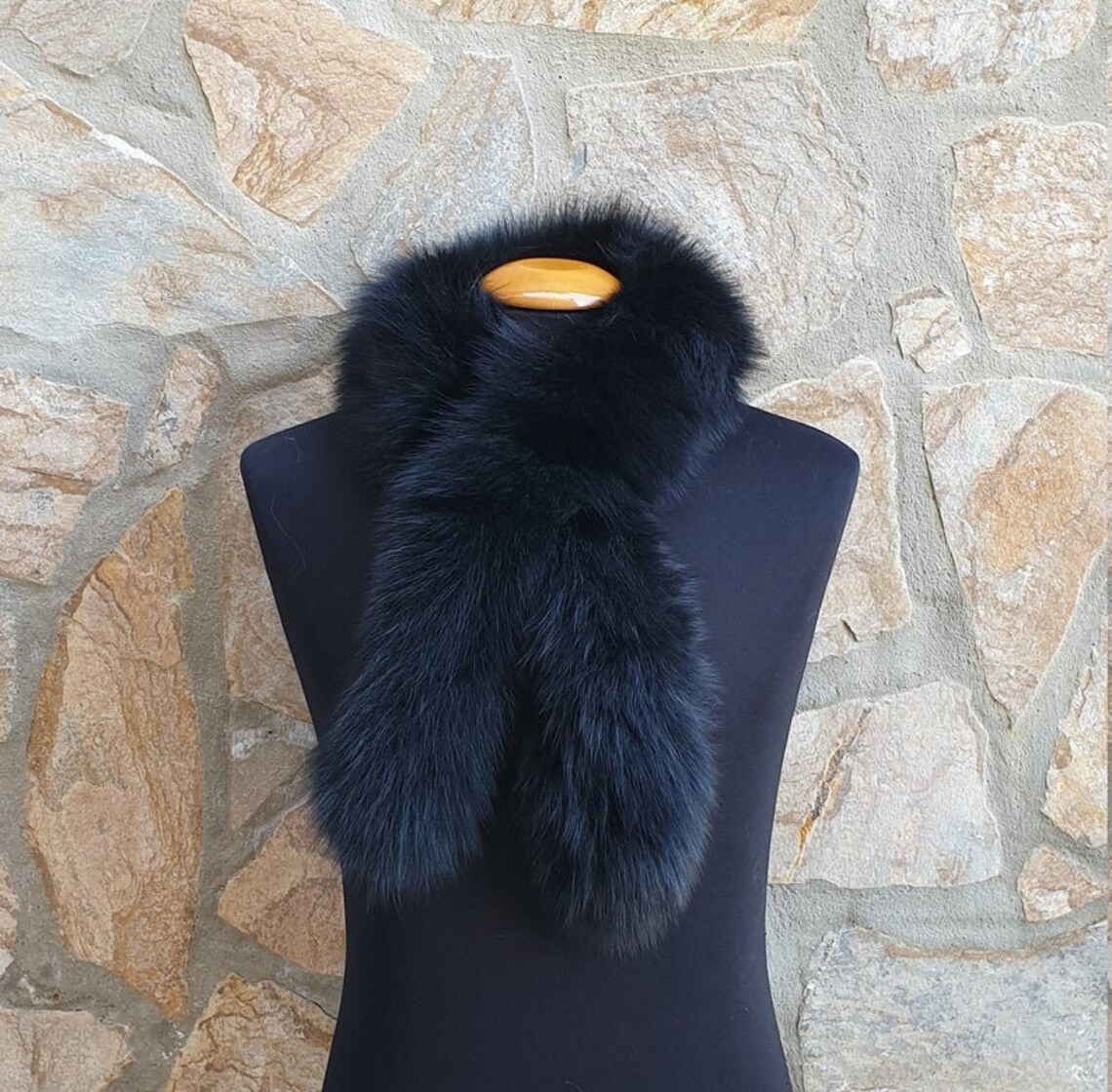 Fur Scarf Real Fox Fur Scarfblack Fur Scarf - Etsy
