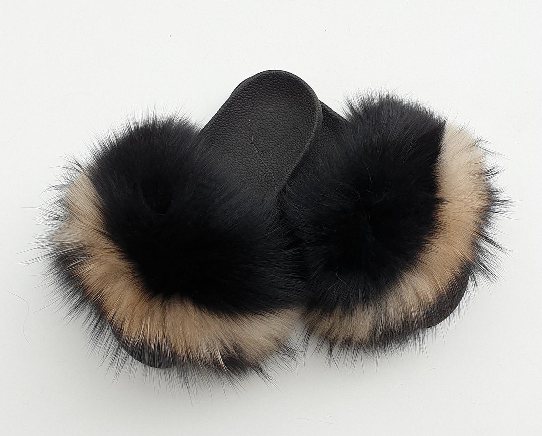 Fur Slides, Fox Slides,fur Shoes, Fur Slippers - Etsy