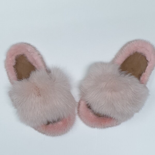 Mink Fur Slides - Etsy