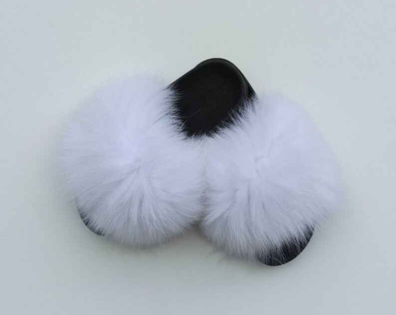 Fur Slides,white Fur Slippers,fluffy Slides,fur Shoes,fur Slides for ...