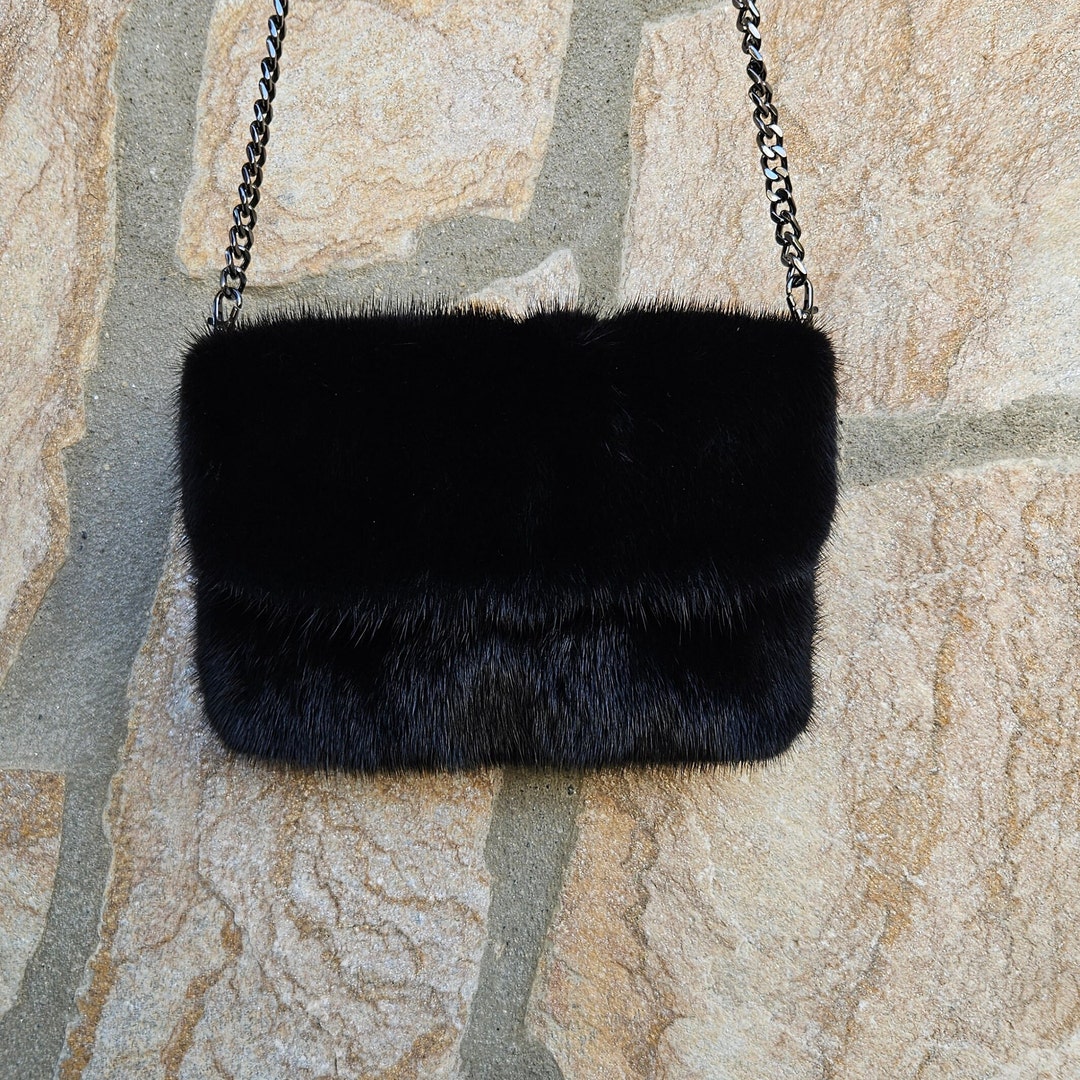 Fur Bag,mink Fur Bag, Real Black Fur Bag - Etsy