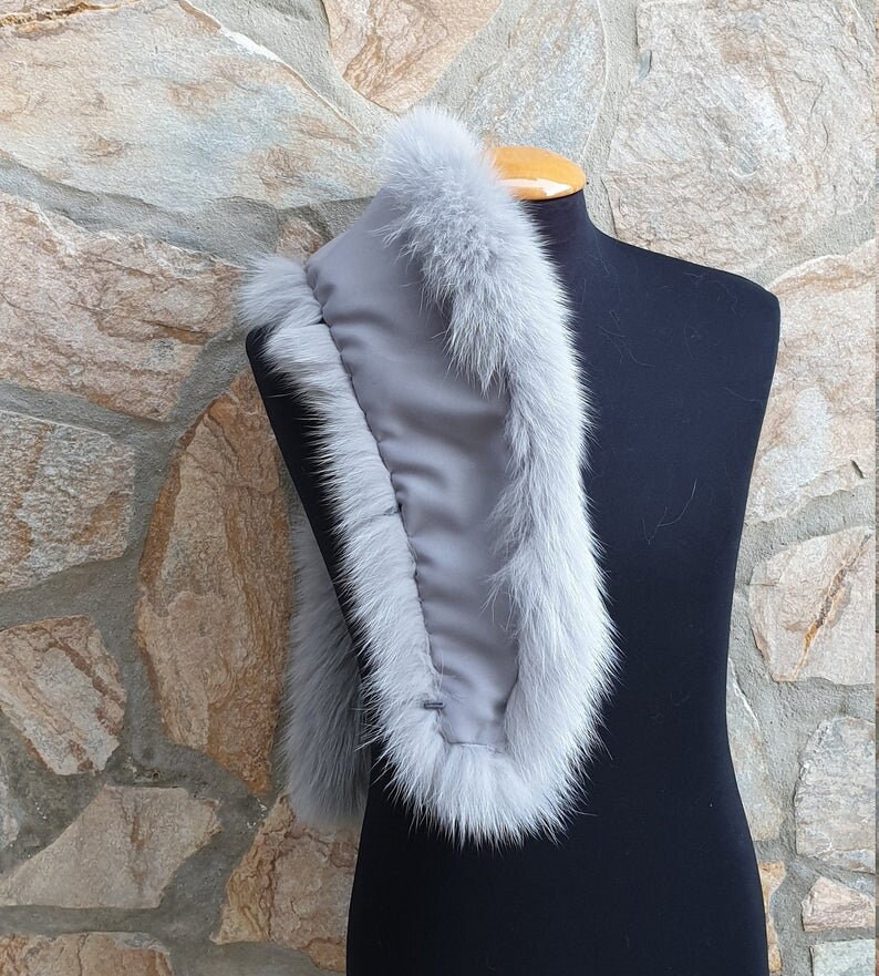 Fur Collar Fox Fur Collargray Fur Collar - Etsy