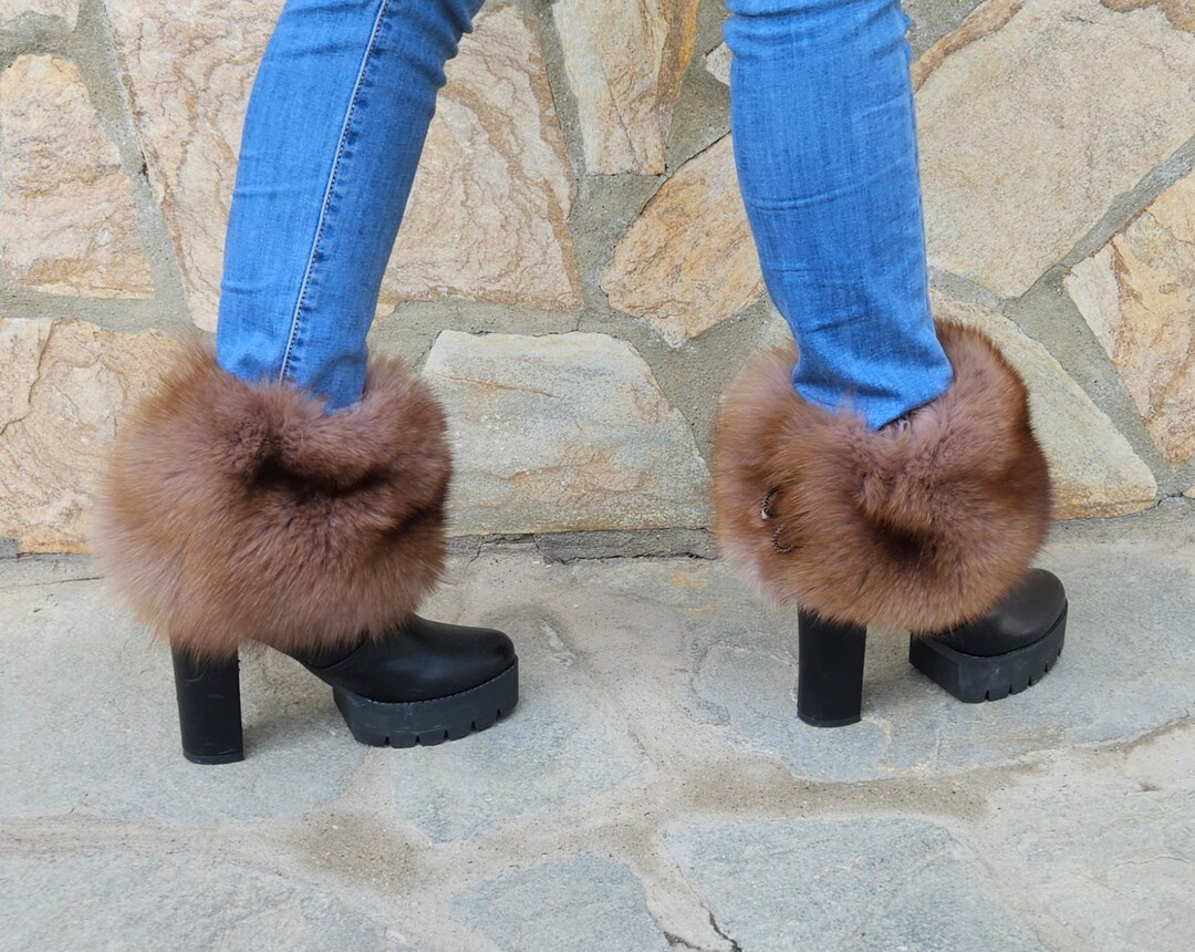 Fur Leg Cuffs, Leg Warmers,fox Fur Boot Cuffs - Etsy