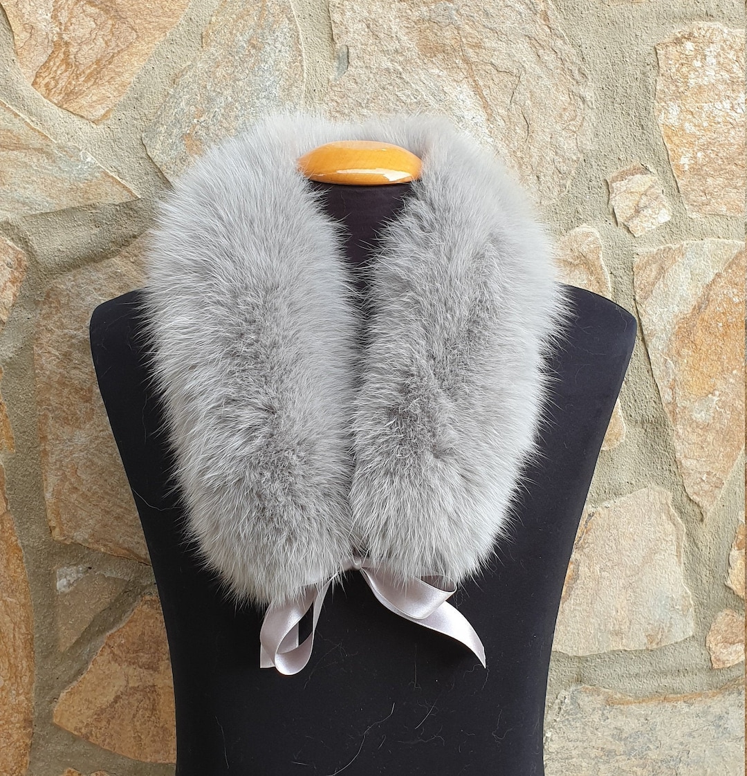 Fur Collar, Gray Fox Fur Collar,real Fur Collar - Etsy