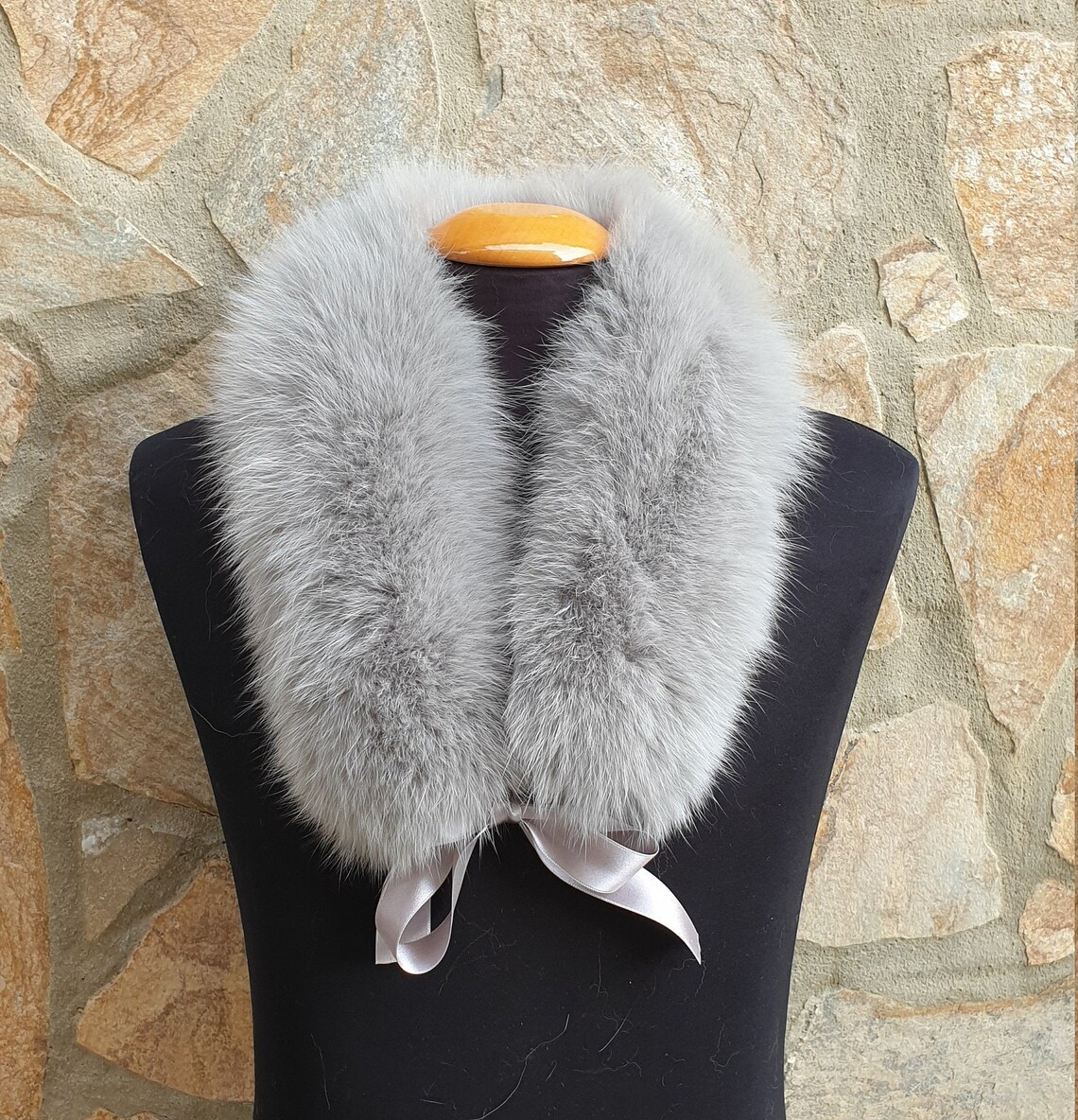 Fur Collar Gray Fox Fur Collarreal Fur Collar - Etsy