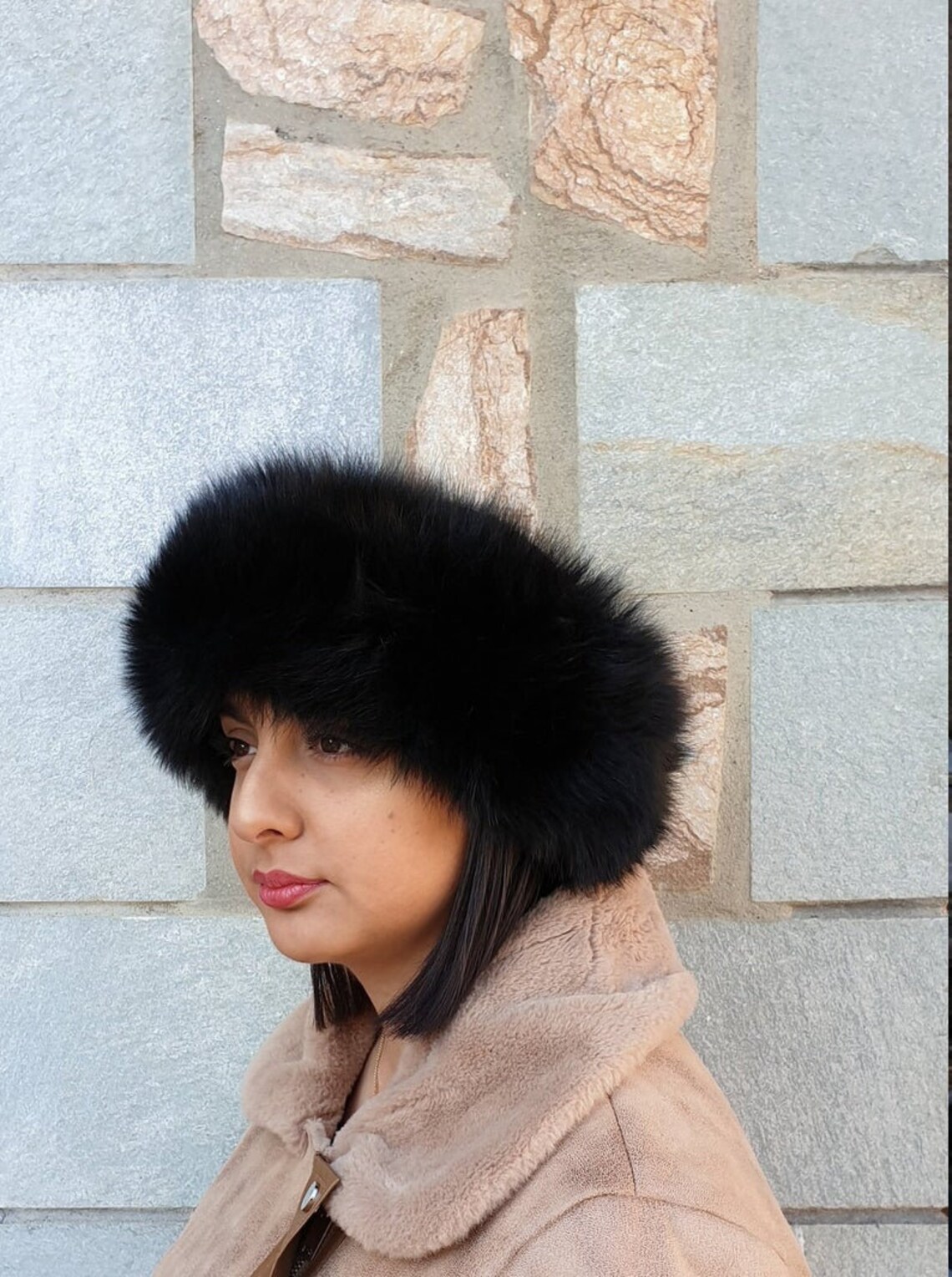Fur Headband,fur Neck Warmer, Fur Scarf,real Black Fox - Etsy