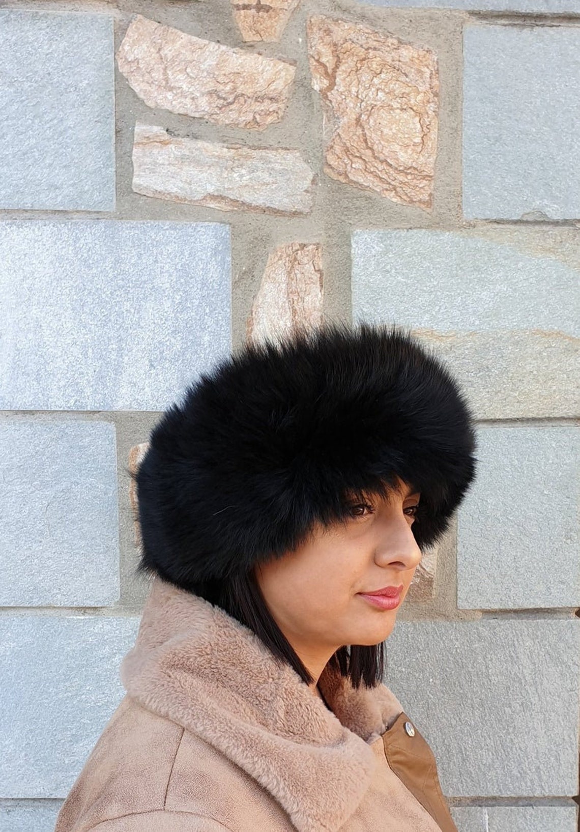 Fur Headband,fur Neck Warmer, Fur Scarf,real Black Fox - Etsy