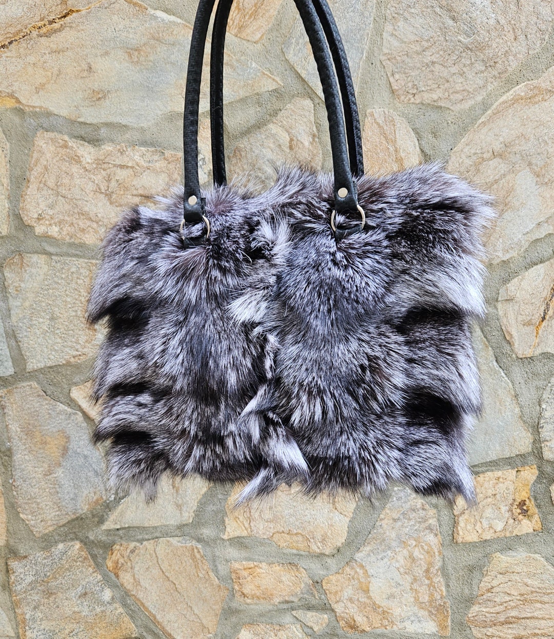 Fur Bag,real Fox Fur,silver Fox, Fur Handbag,woman Bag,fur Accessory ...
