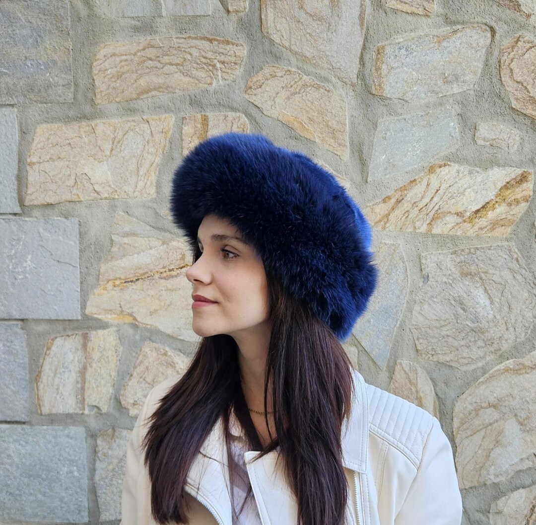 Fur Hat,real Blue Fur Hat,mink-fox Fur Hat - Etsy