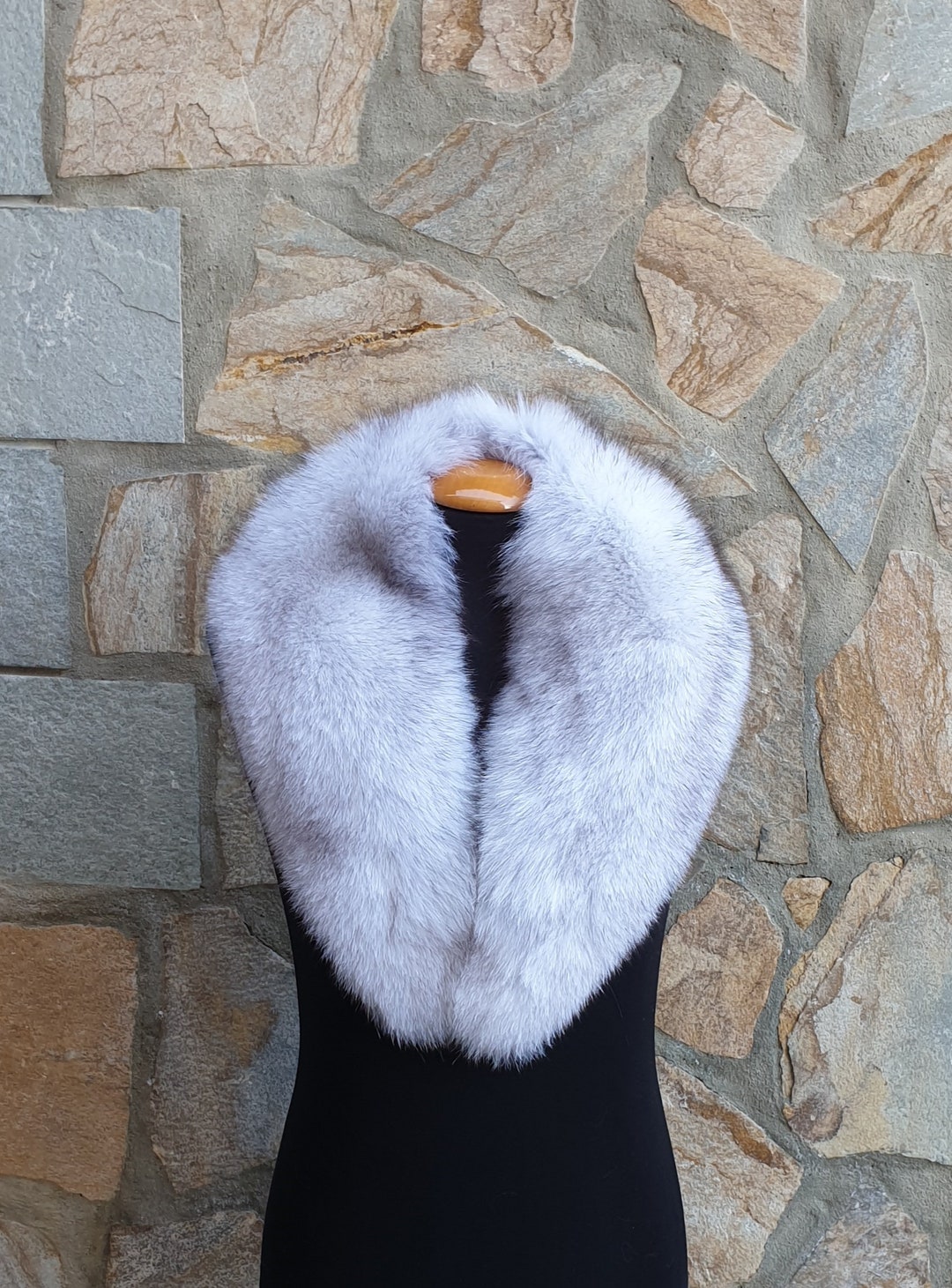 Natural Blue Fox Fur Collar - Handmade in Greece - Etsy