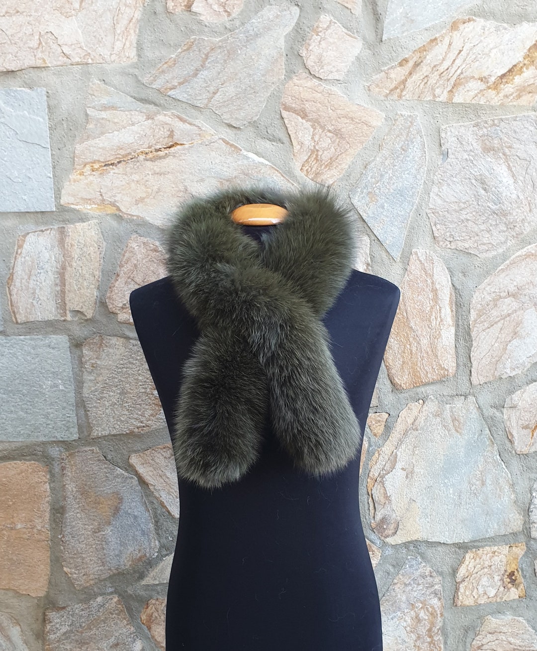 Fur Scarf, Real Fox Fur Scarf, Green Fur Scarf - Etsy