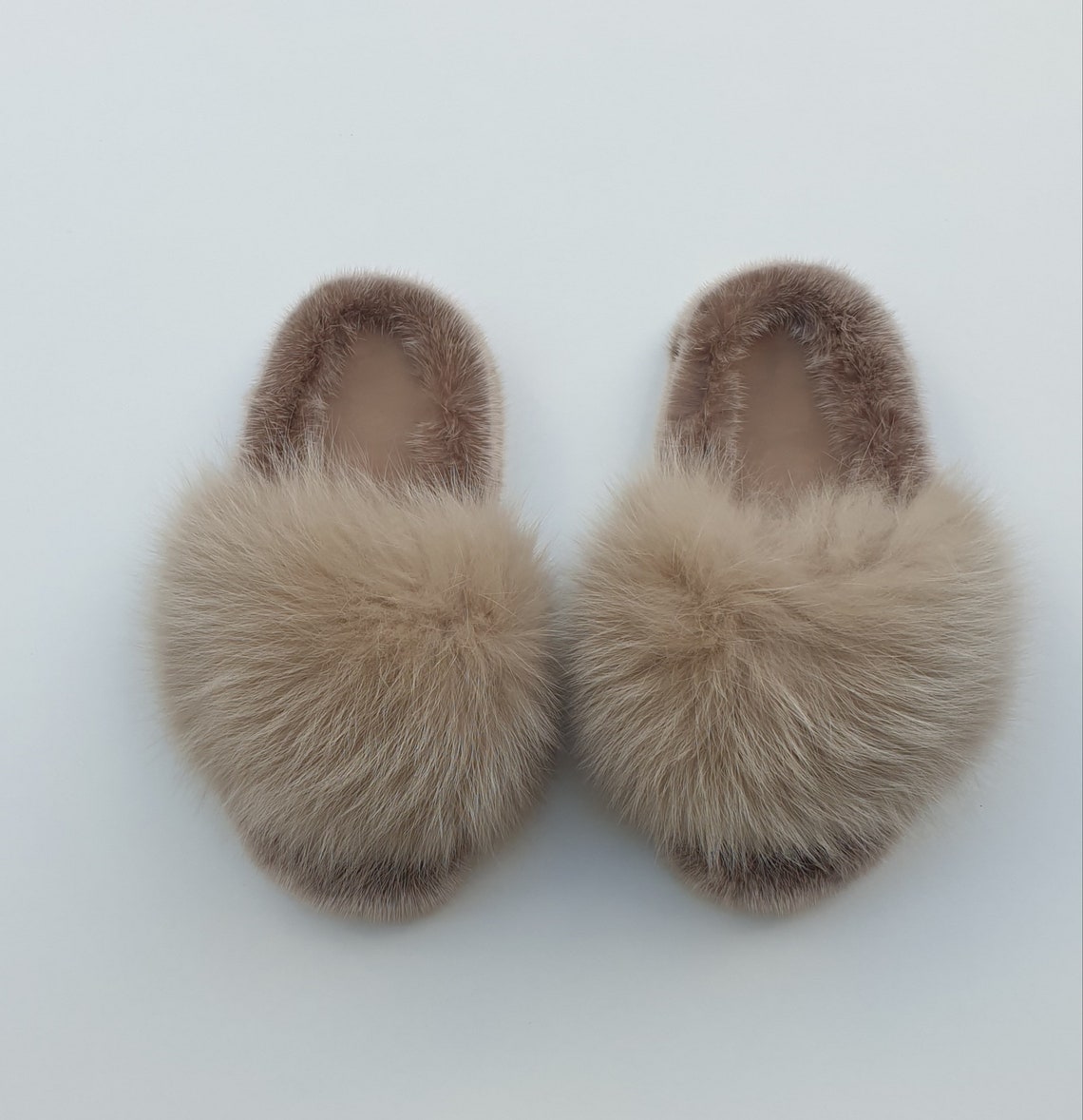 Fur Slidesreal Fox-mink Fur Slippersfur Slides - Etsy