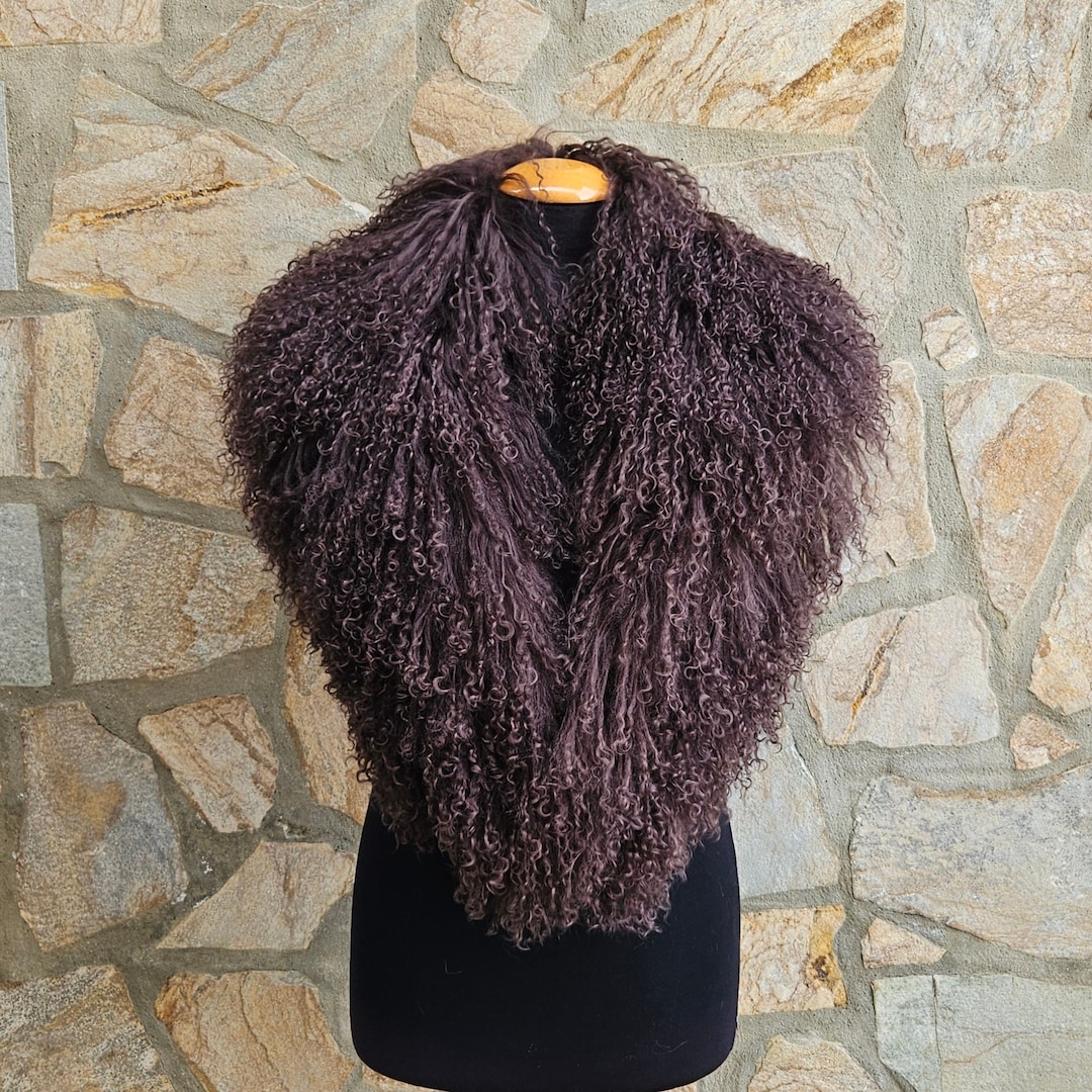 Fur Collar,long Mongolian Fur Collar,brown Fur Collar - Etsy