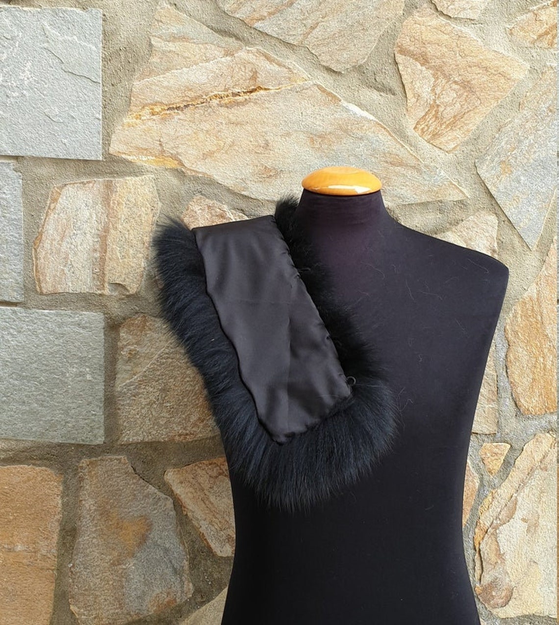 Fur Collar Fox Fur Collarblack Fur Collar | Etsy