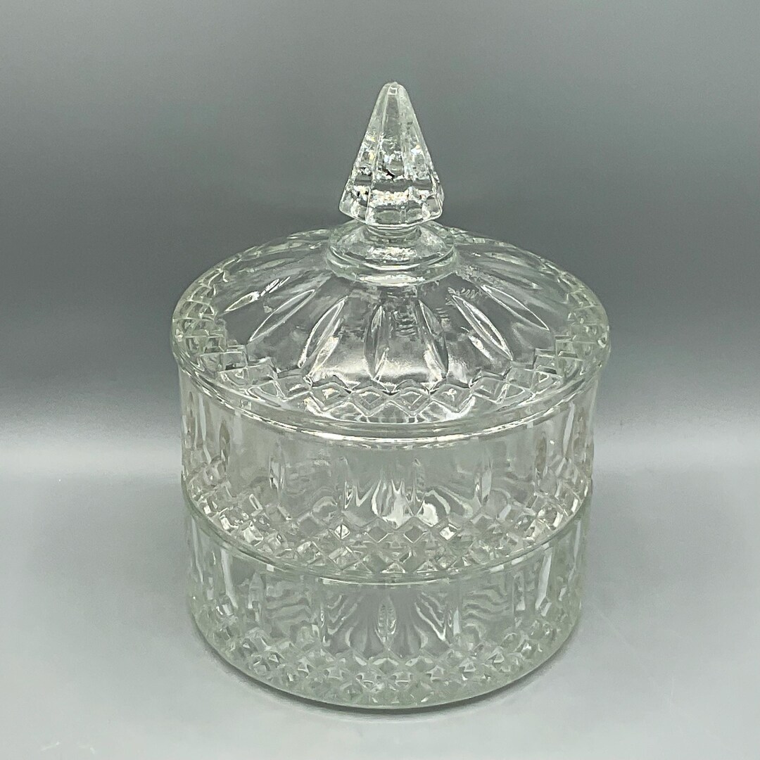 Indiana Glass Clear Princess Covered Stackable Candy Dishes - Etsy