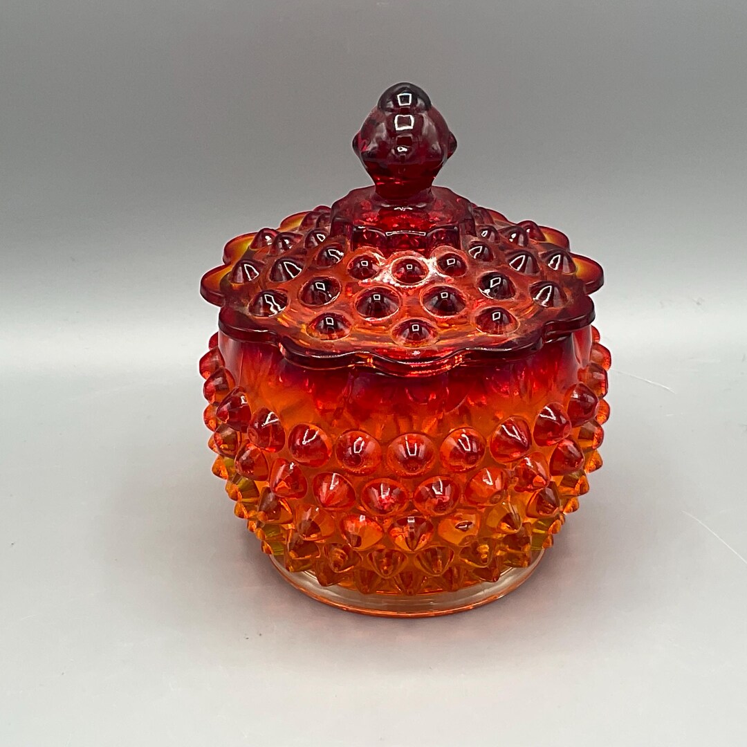 Fenton Amberina Hobnail Candy Dish/dresser Jar - Etsy