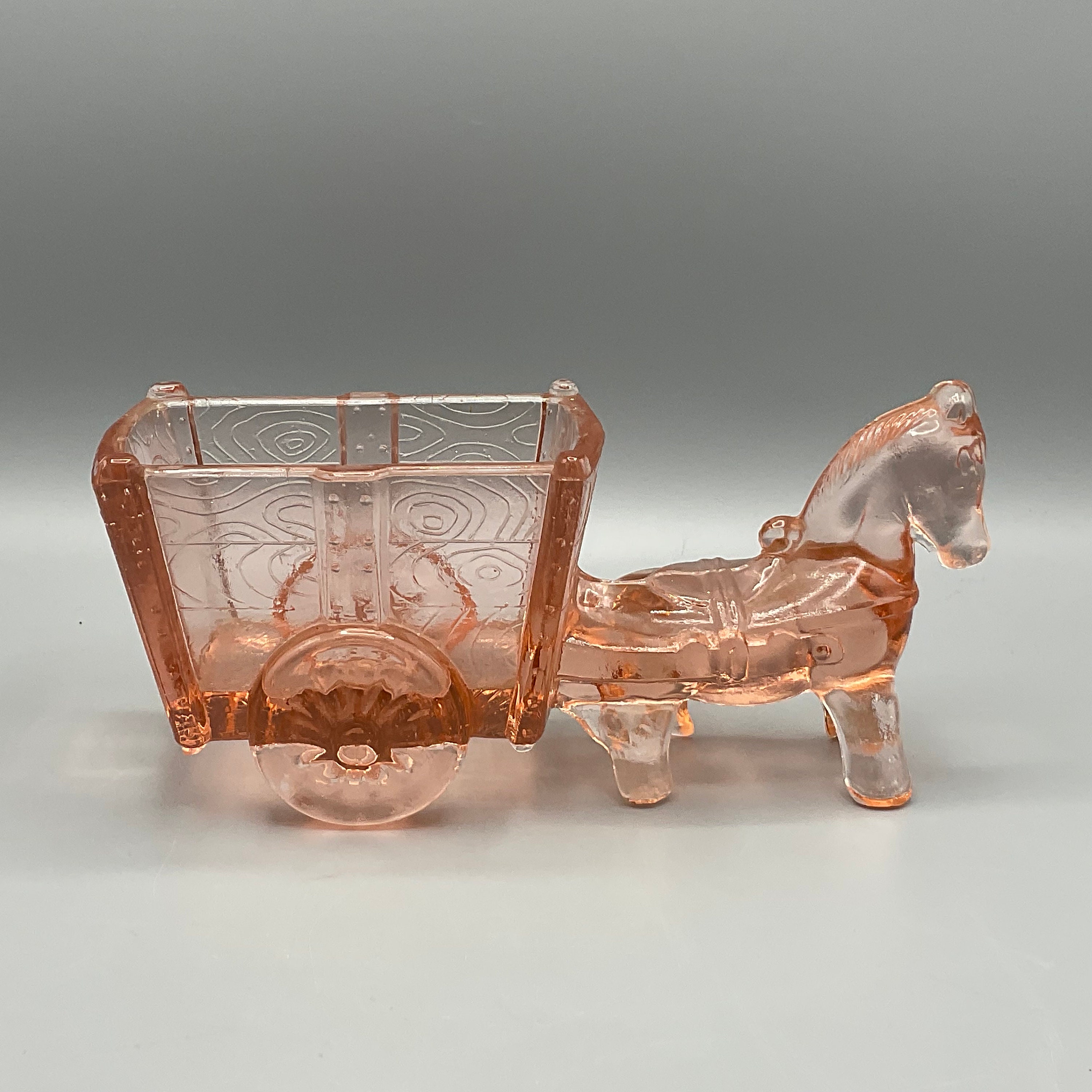 Jeannette Pink Depression Glass Donkey & Cart Candy Dish - Etsy