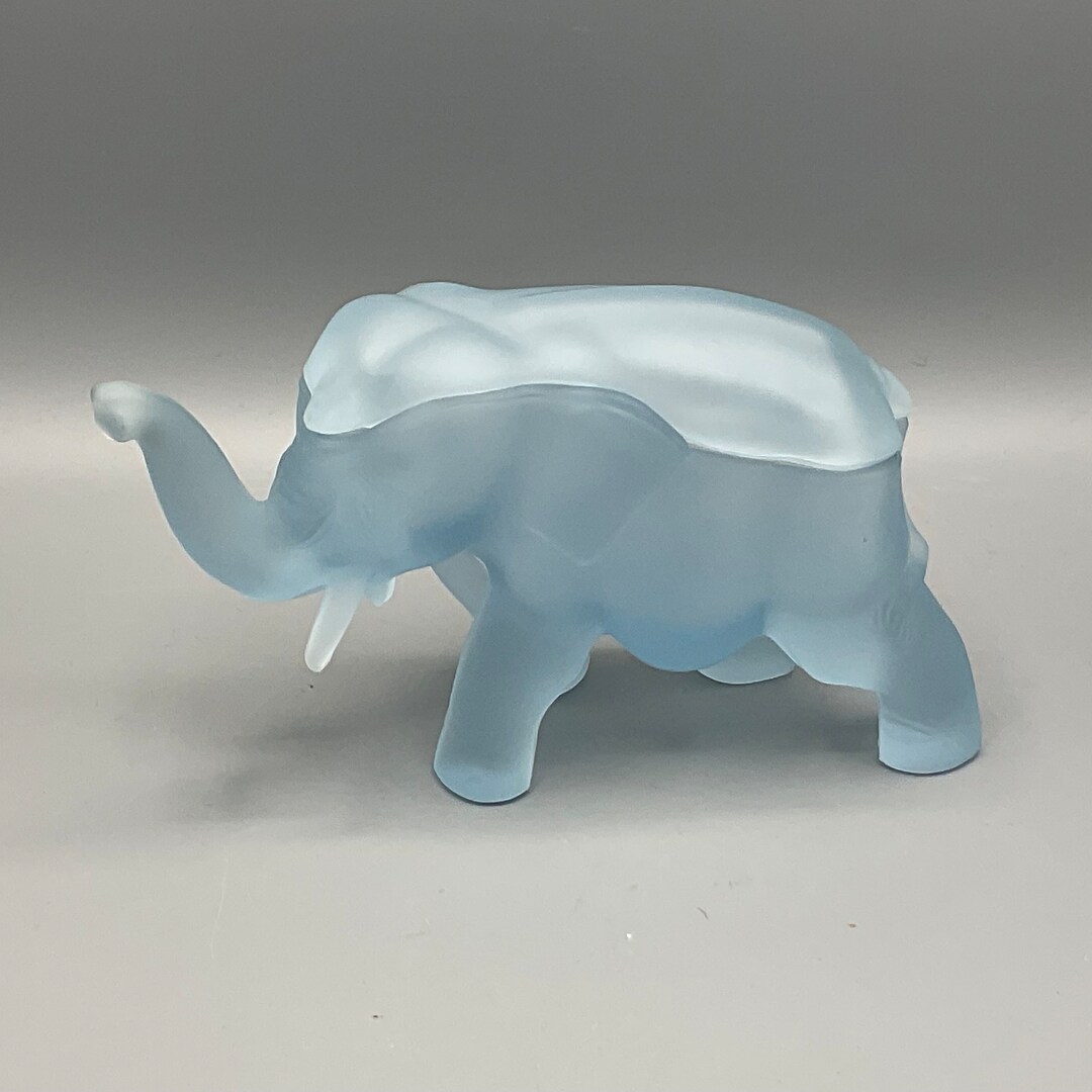 Tiara Frosted Blue Elephant Candy Dish Trinket Box - Etsy