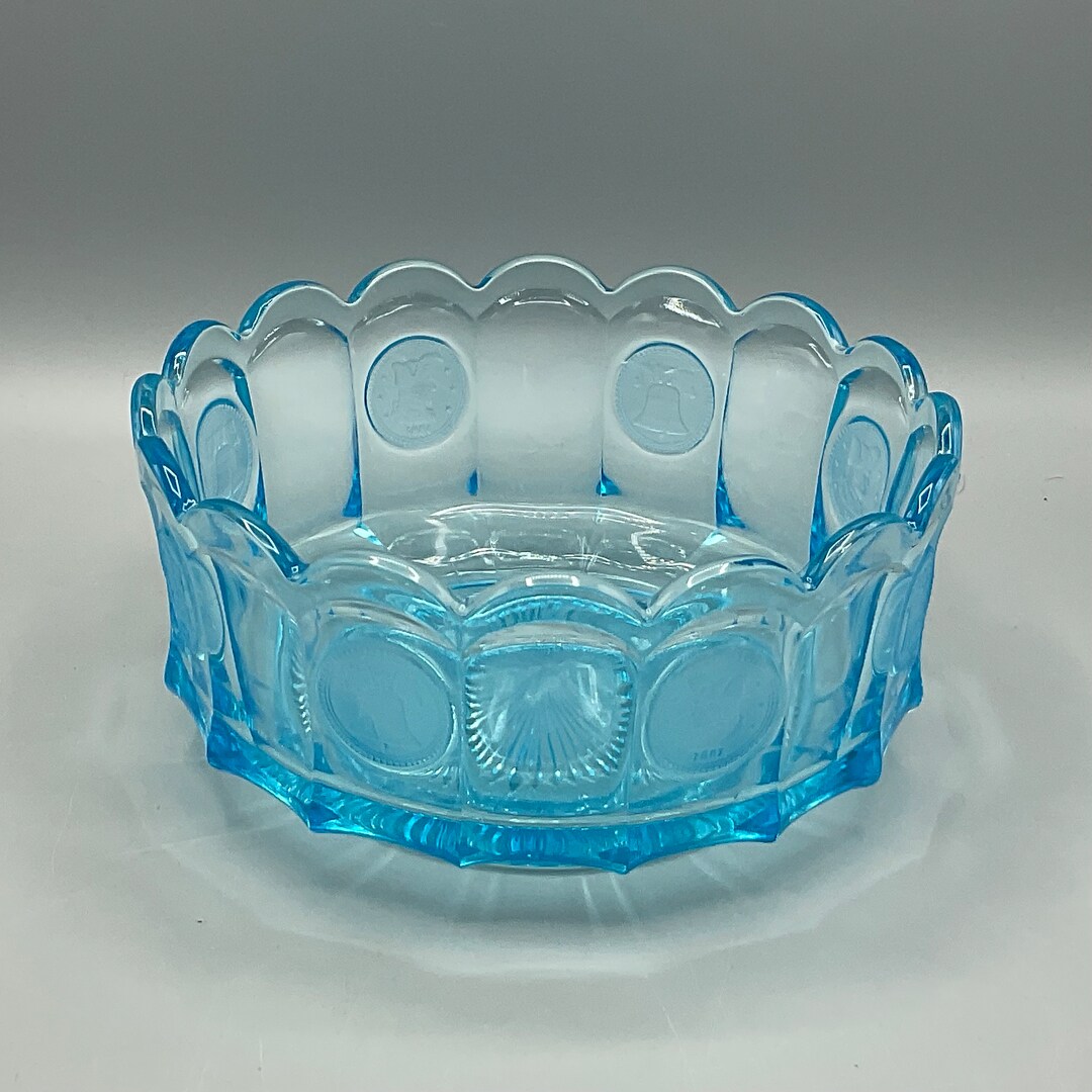Fostoria Aqua Blue Coin Glass Bowl - Etsy