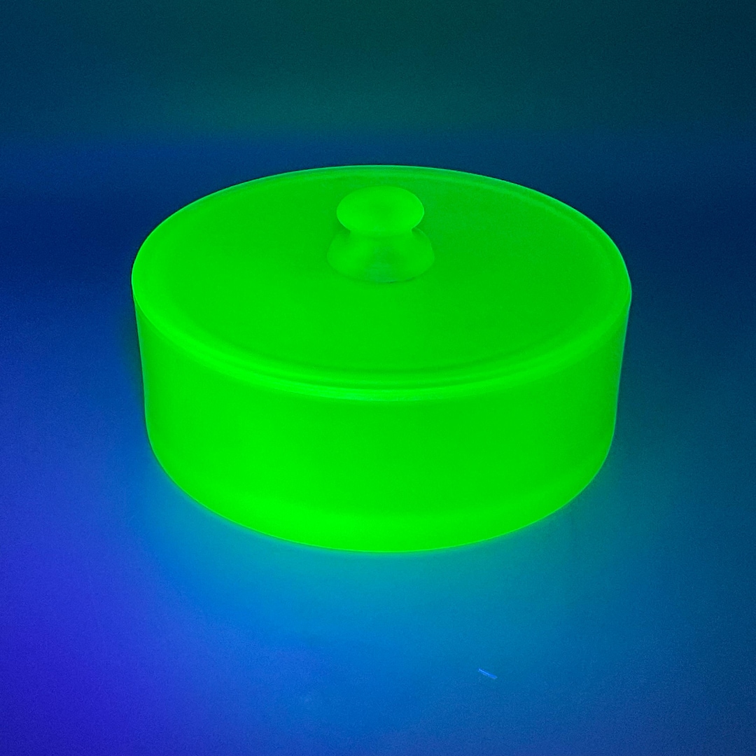Satin Uranium Glass Powder Box With Faberge Powder Puff - Etsy