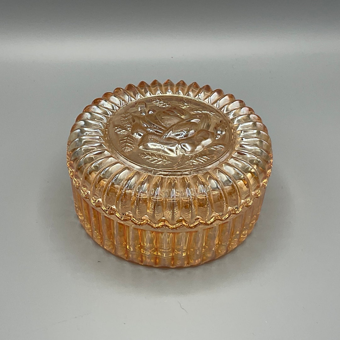 Jeannette Florigold Carnival Glass Powder Box - Etsy