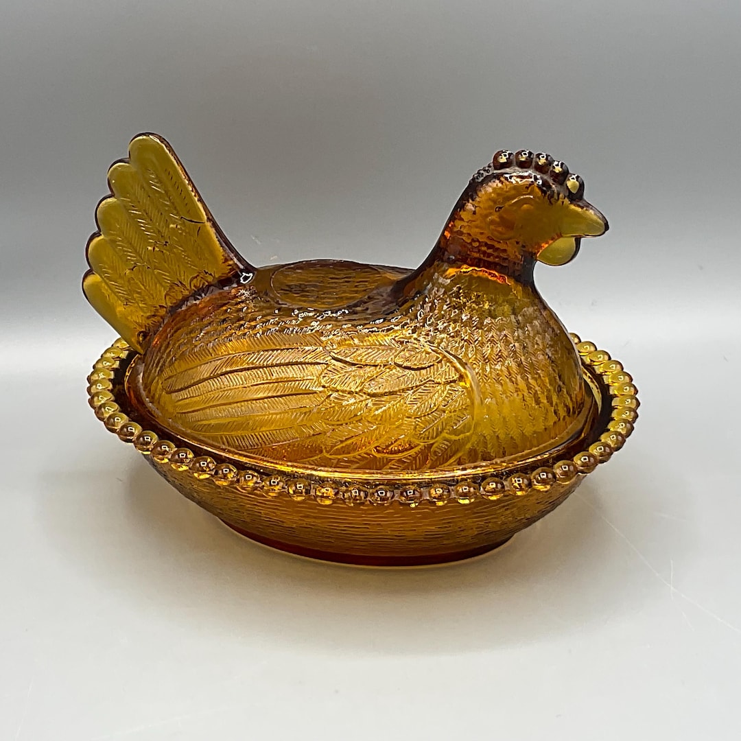 Indiana Glass Amber Hen on Nest - Etsy