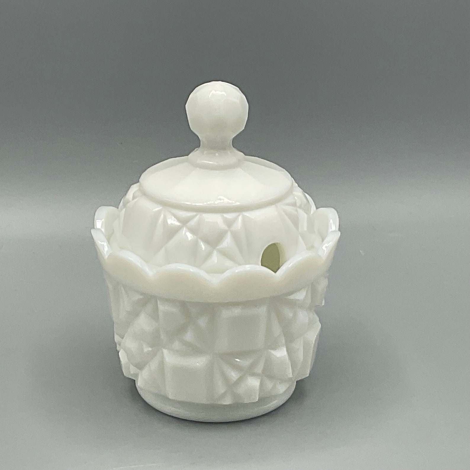 Fenton Block and Star Milk Glass Covered Sugar Bowl - Etsy
