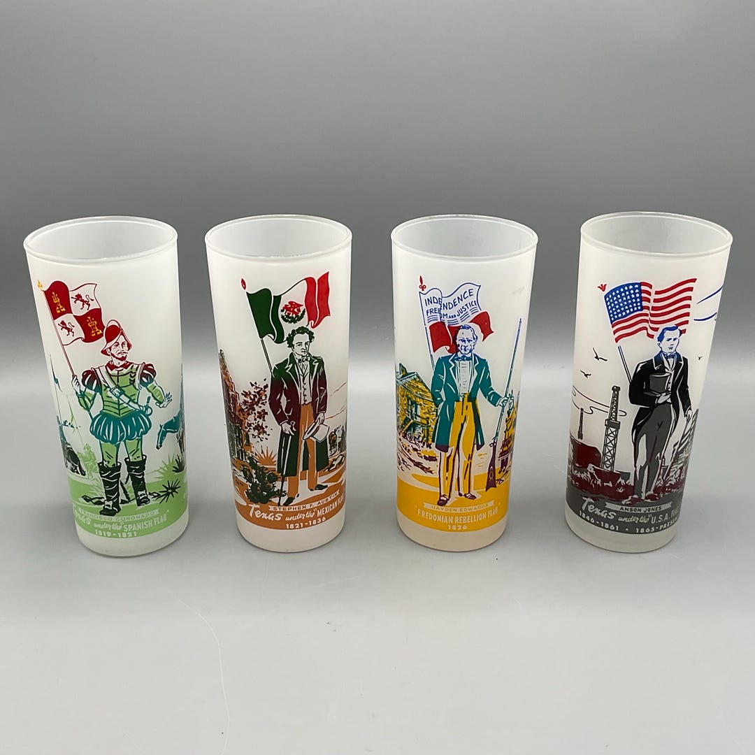 Frosted Flags of Texas Knox Oil Glasses—set of 4 - Etsy