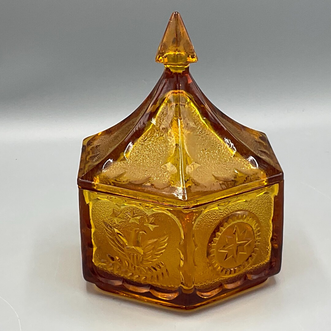 Tiara Colonial Amber Candy Box and Lid - Etsy