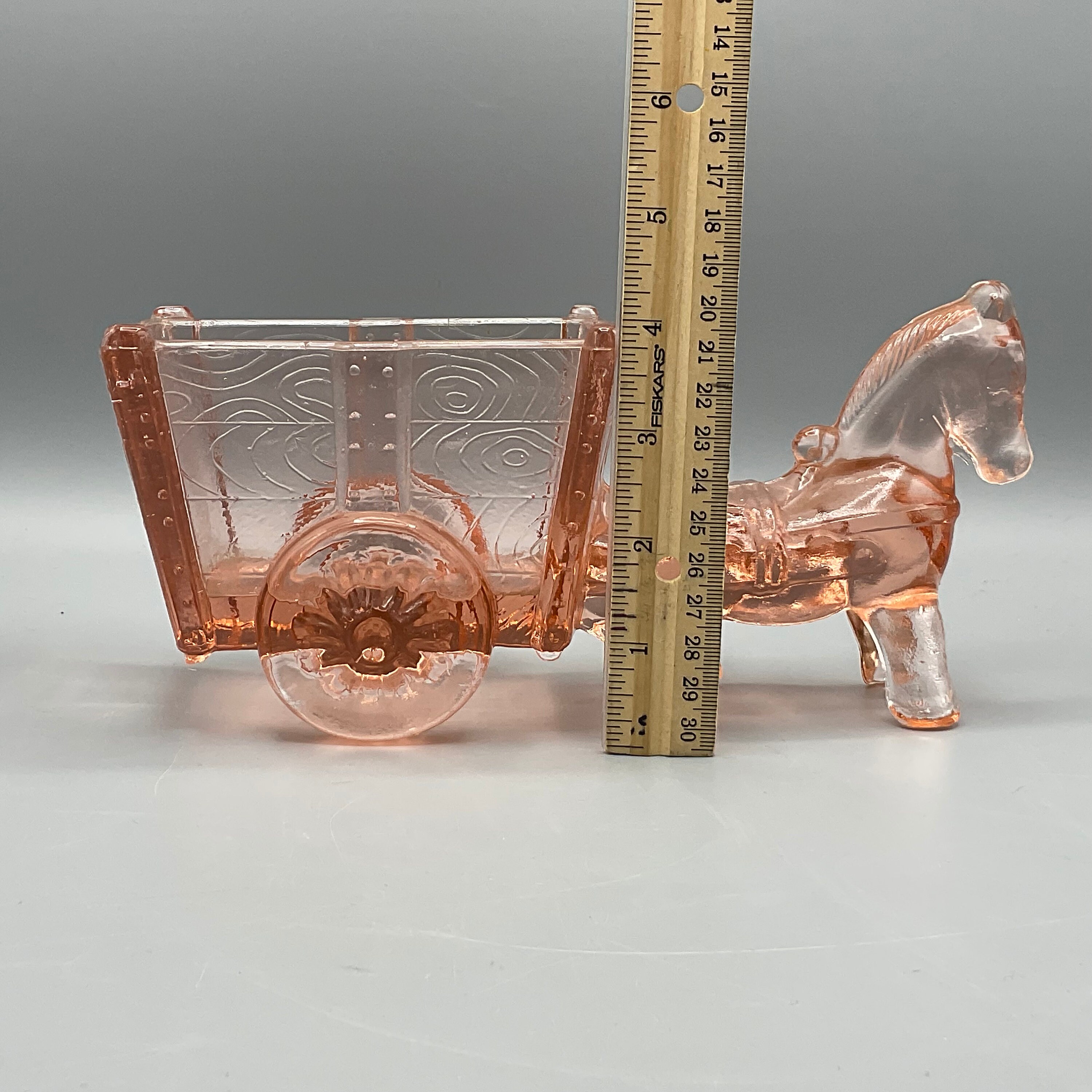 Jeannette Pink Depression Glass Donkey & Cart Candy Dish - Etsy