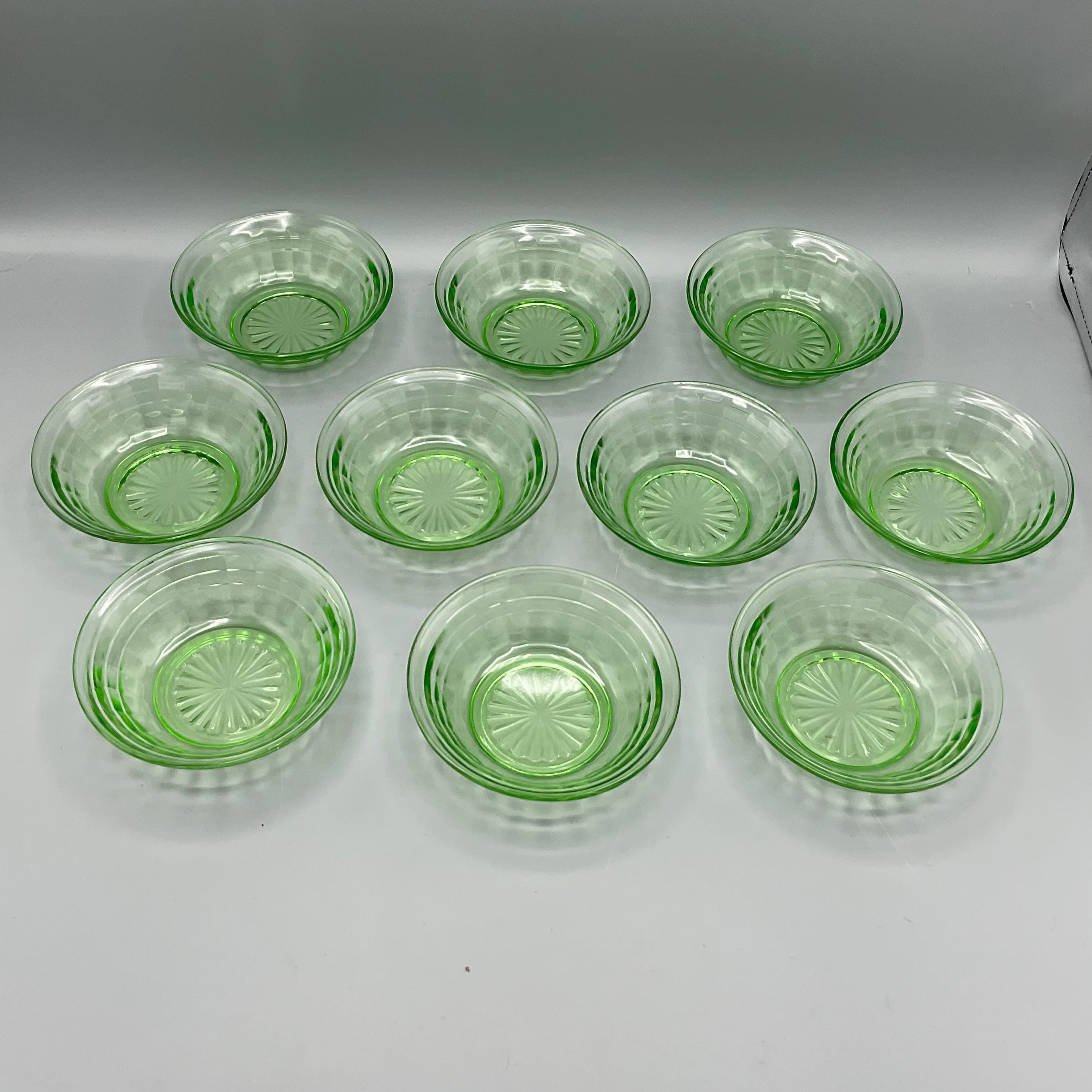 Anchor Hocking Block Optic Uranium Glass Berry Bowls —set of 10 - Etsy