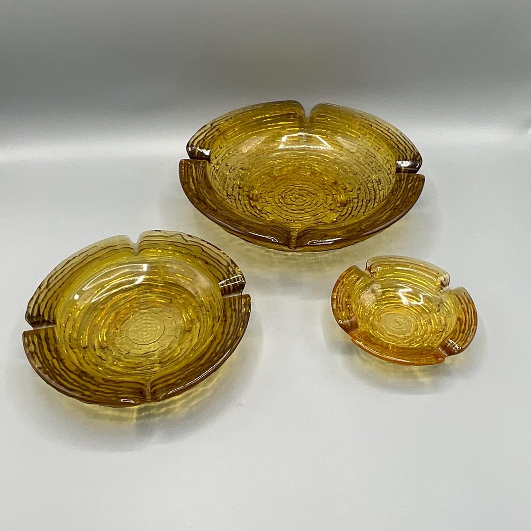 Anchor Hocking Soreno Amber Bird Nest Ashtraysset of 3 - Etsy