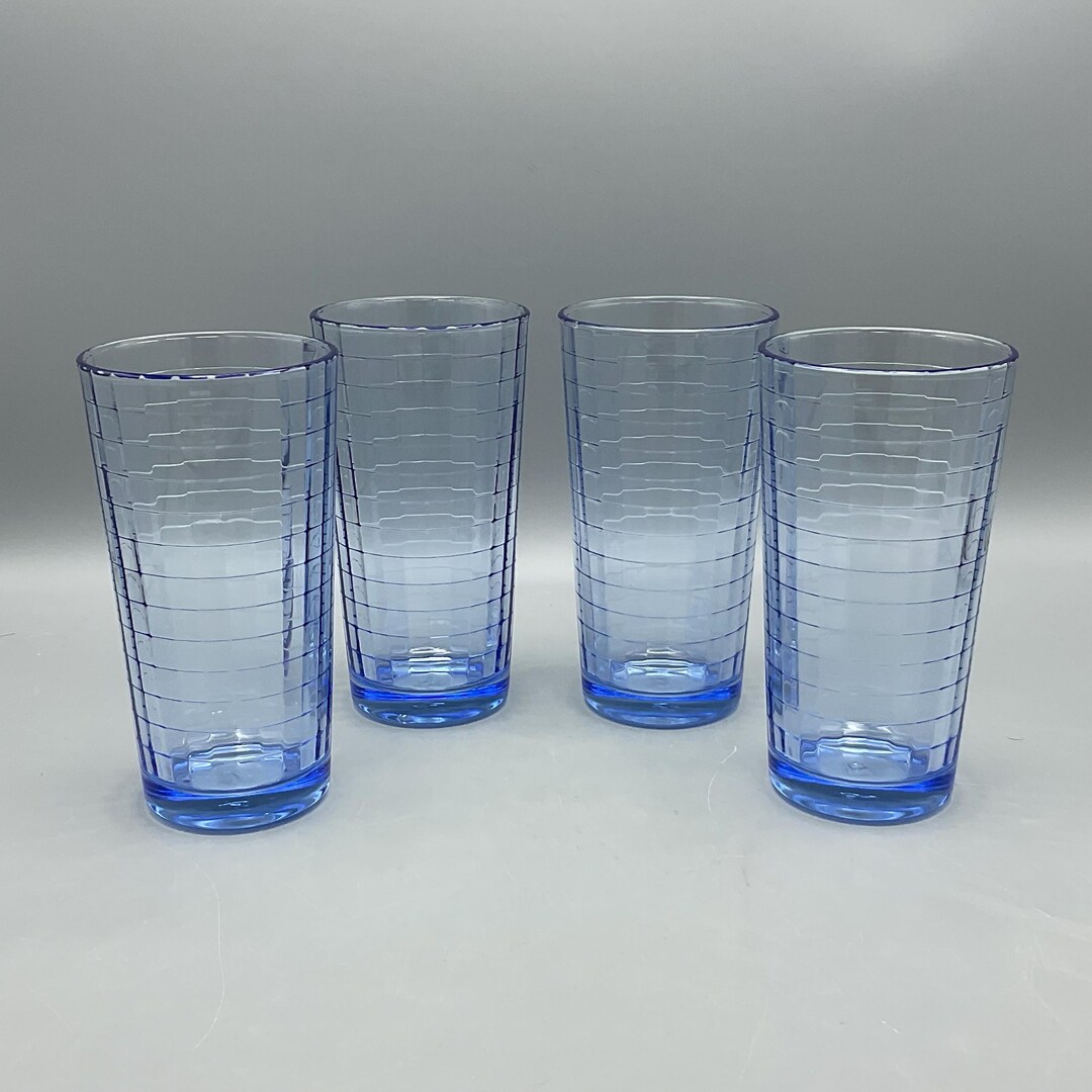 Pasabhace Scotch Blue Block Optic Highball Glasses—set of 4 - Etsy