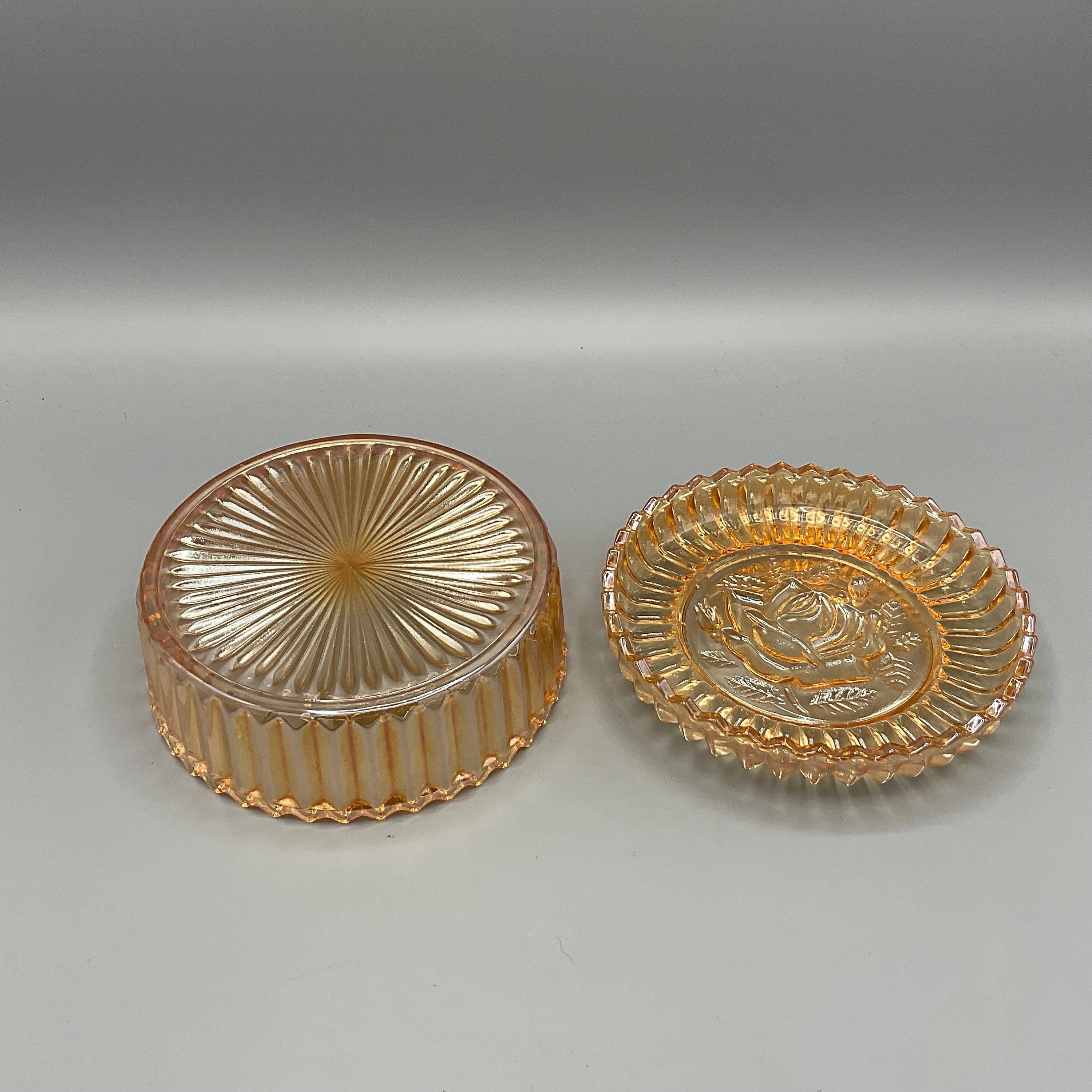 Jeannette Florigold Carnival Glass Powder Box - Etsy