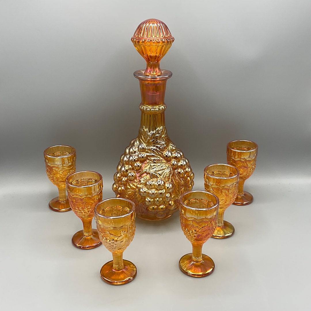Imperial Glass Marigold Carnival Glass Decanter Set - Etsy