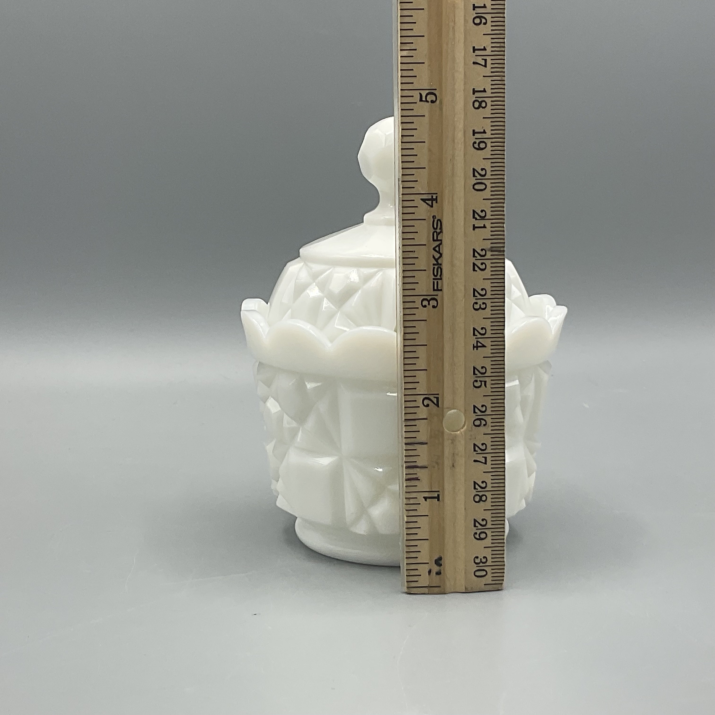 Fenton Block and Star Milk Glass Covered Sugar Bowl - Etsy
