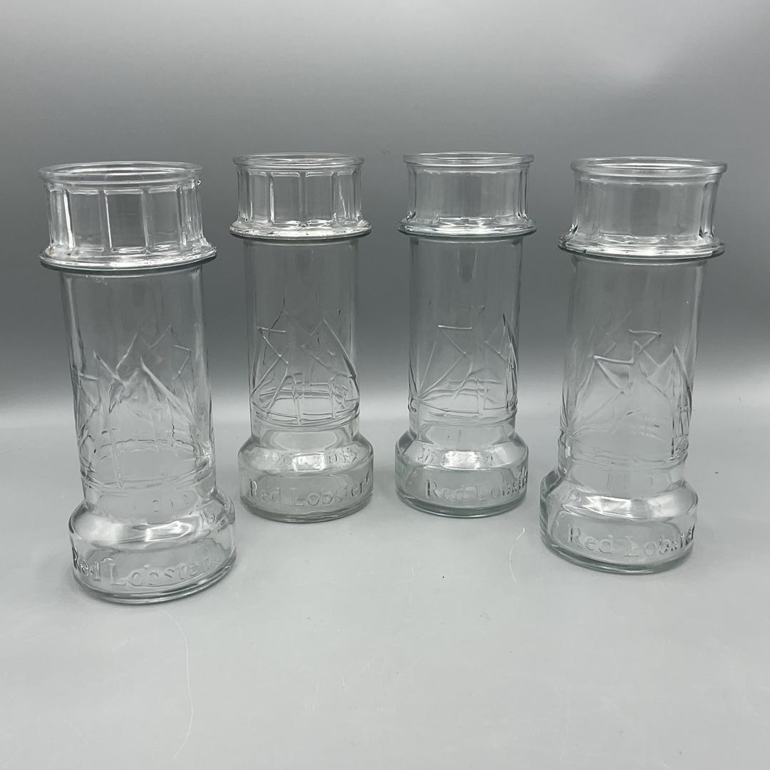 Red Lobster Lighthouse Sailboats Souvenir Drinking Glasses—set of 4 - Etsy