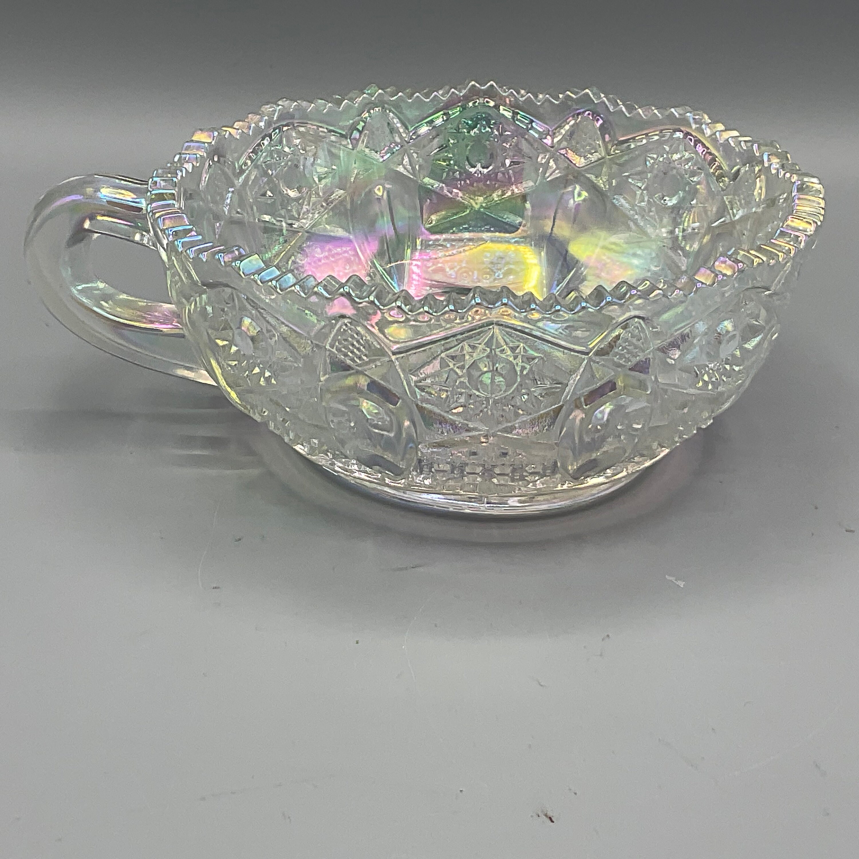 LE Smith Crystal Lustre Butter Dish and Nappy Dish - Etsy