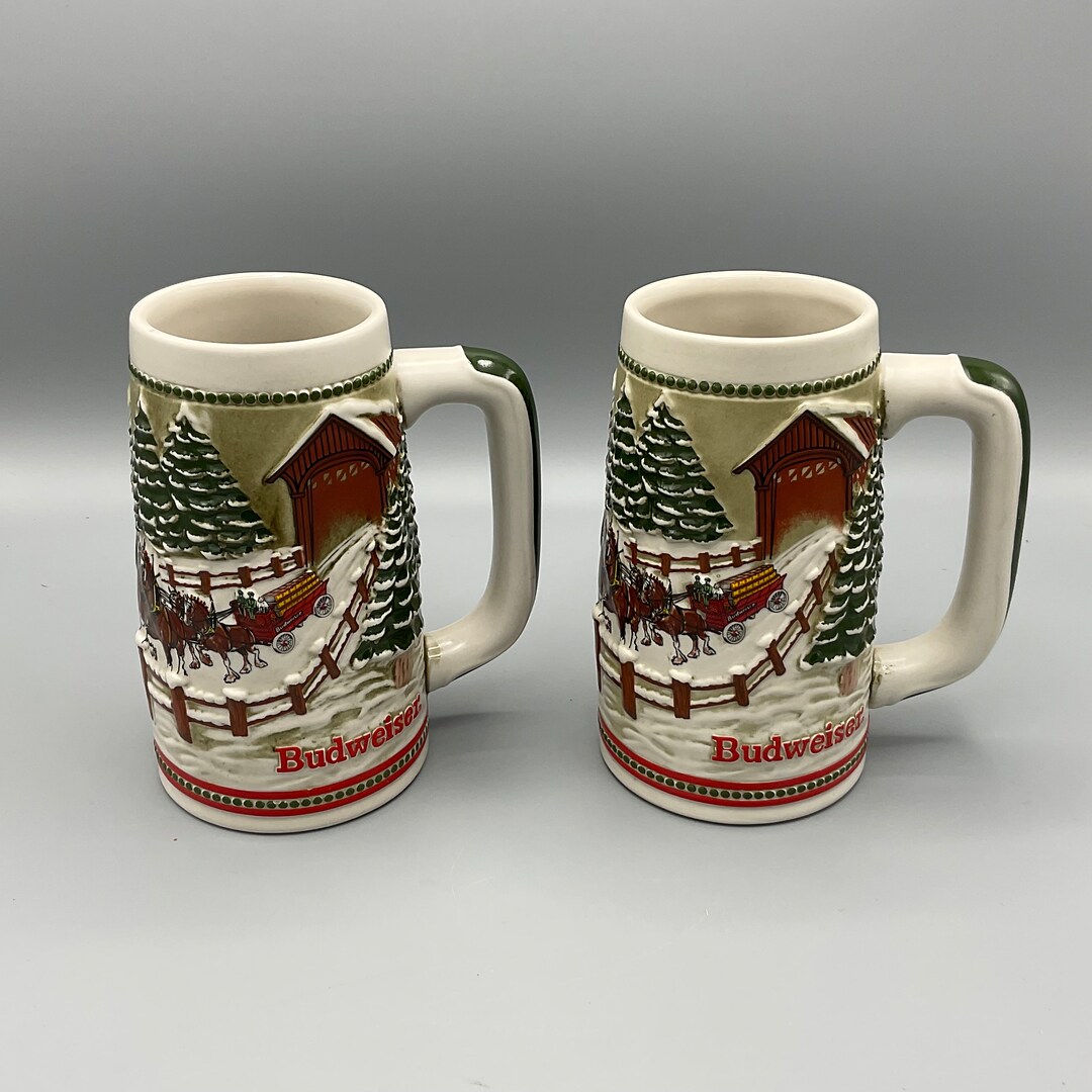 1984 Budweiser Holiday Beer Steins - Set of 2 - Etsy