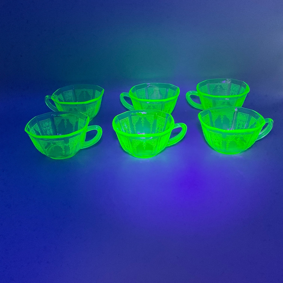 Uranium Glass Princess Tea Cups Set of 6 - Etsy