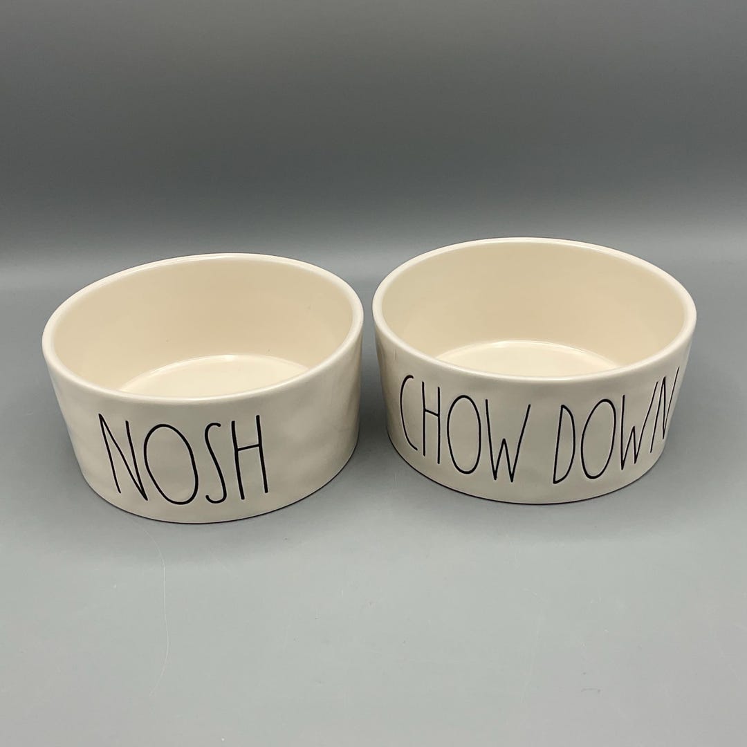 Rae Dunn “nosh” & “chow Down” Dog/pet Bowls—set of 2 - Etsy