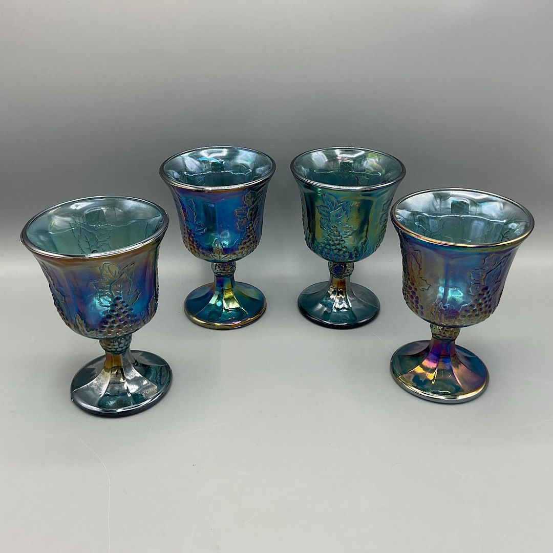 Indiana Glass Blue Carnival Glass Goblets—set of 4 - Etsy