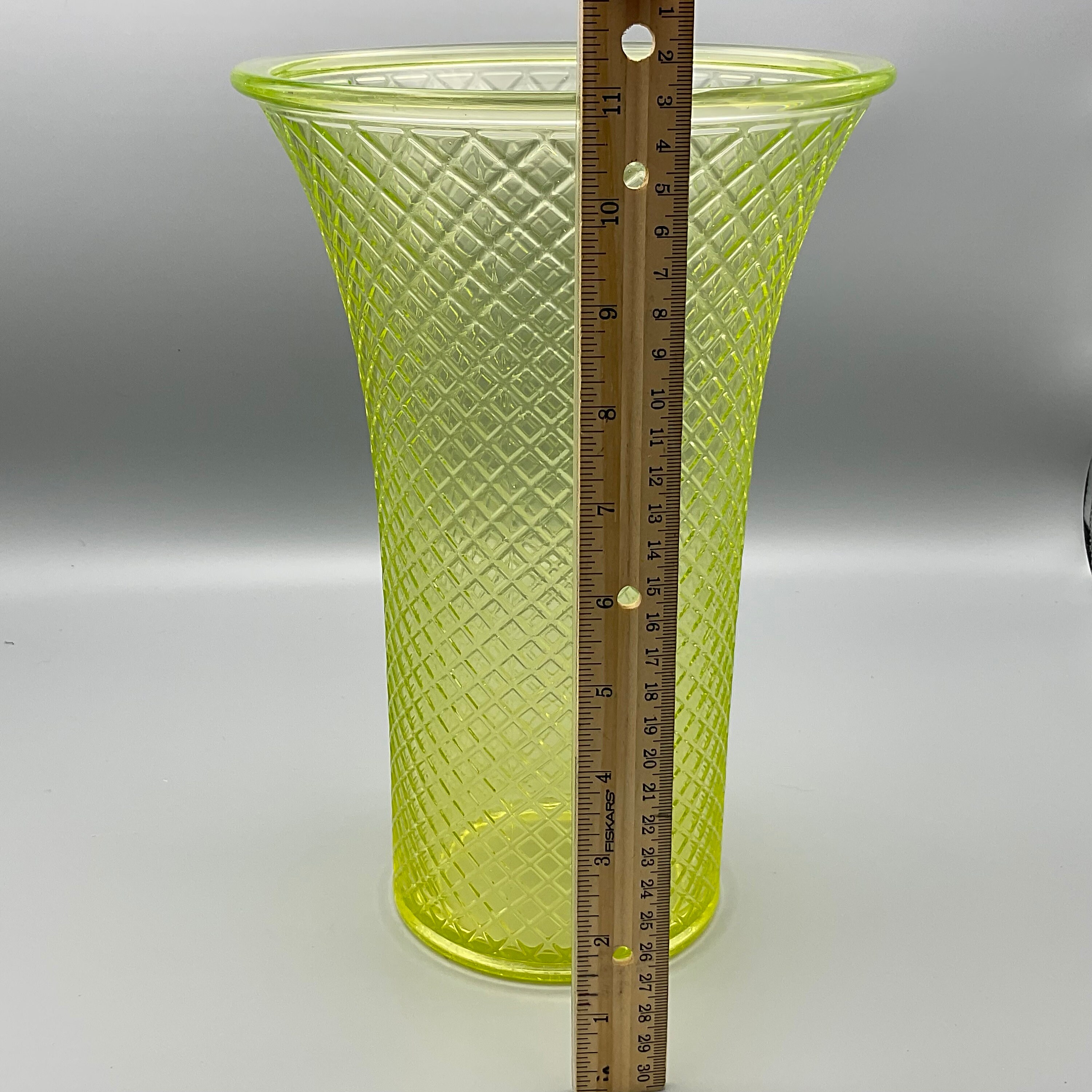 Large Vaseline Glass Vase - Etsy